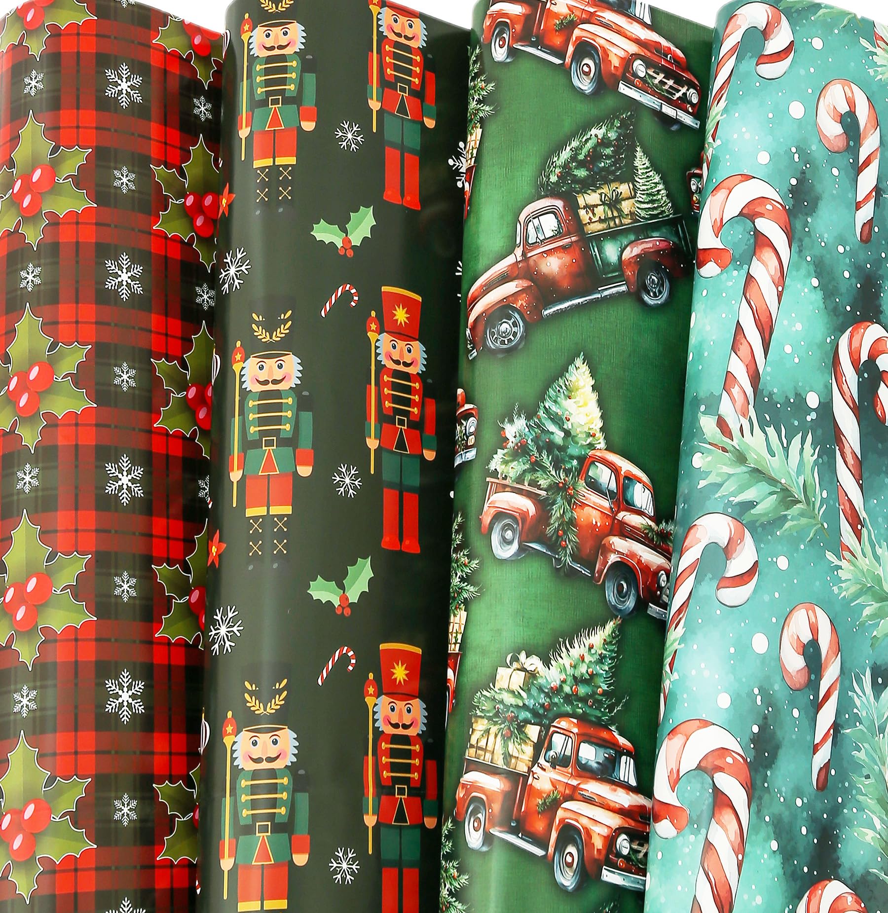 U'COVER Christmas Wrapping Paper - Red Green Xmas Gift Wrapping Paper ...