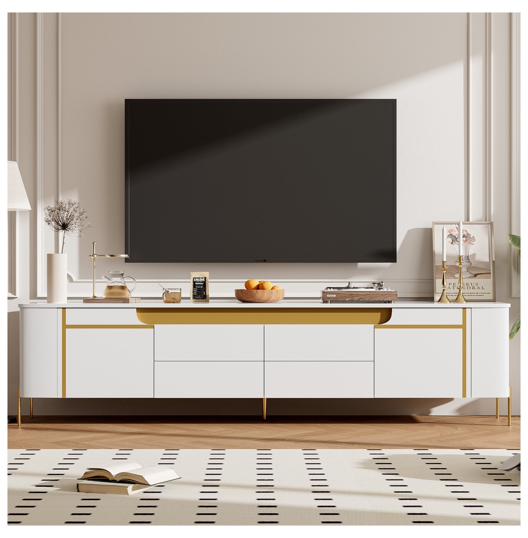 U-Can 74.8'' TV Stand for TVs up to 80 Inches, TV Cabinet with 4 ...