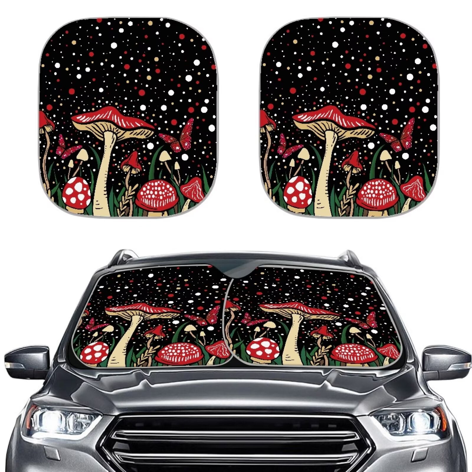 FOR U DESIGNS Aesthetic Mushroom Car Window Sunshades for Front Window ...