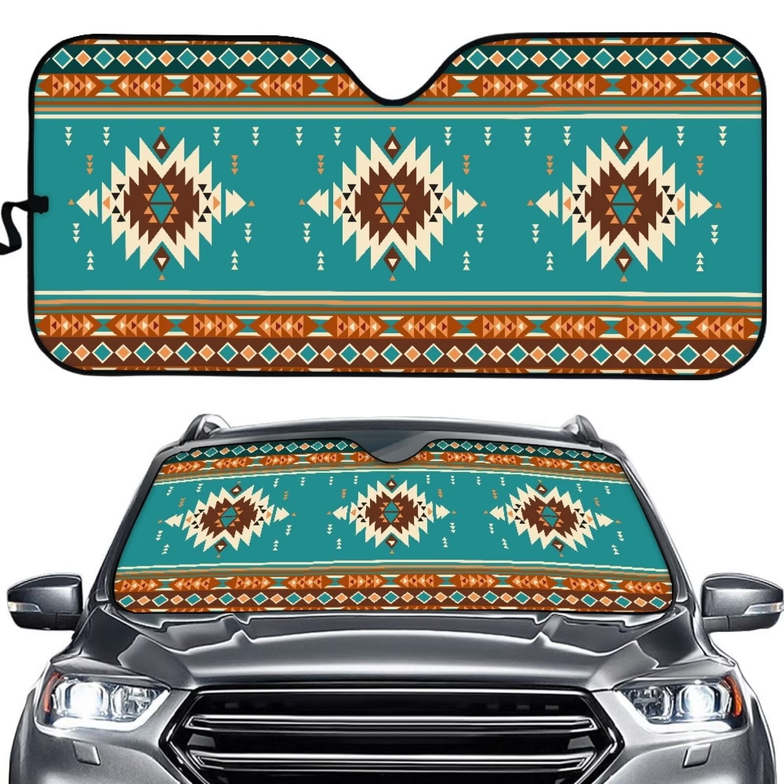 FOR U DESIGNS Aztec Ethnic Car Sunshade Foldable Car Shade Universal ...