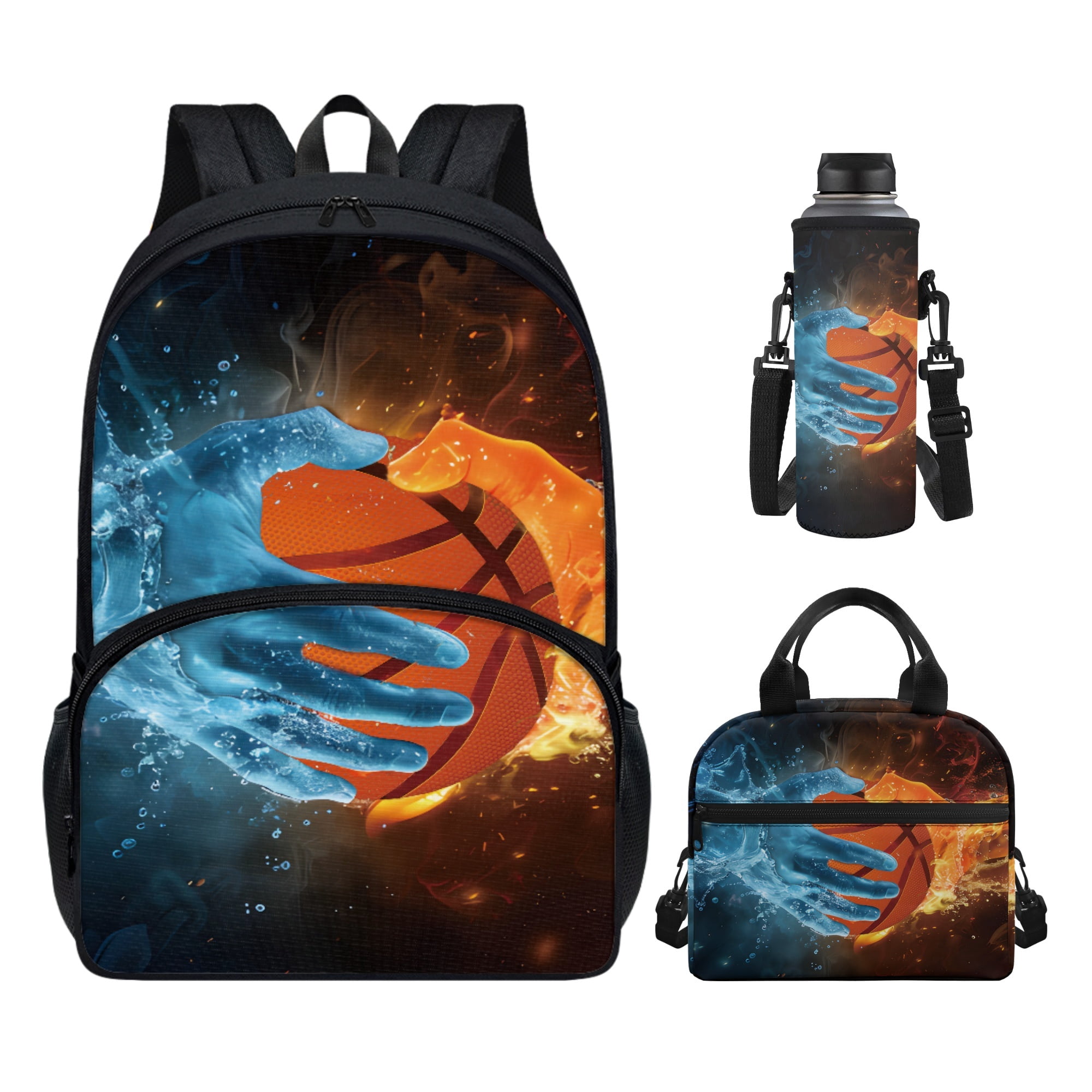 FOR U DESIGNS Basketball Backpack with Lunch Box Elementary School Bag ...