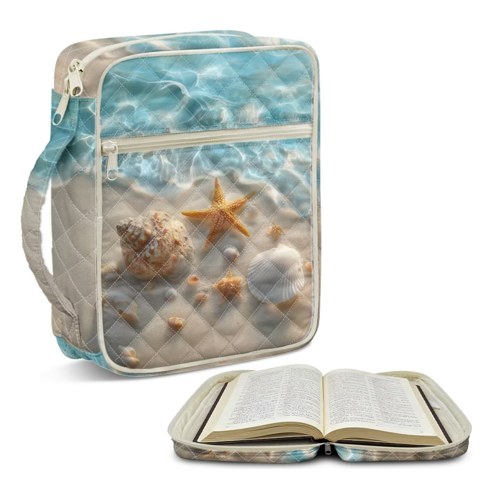FOR U DESIGNS Beach Starfish Conch Print Bible Cover Case for Women Men ...