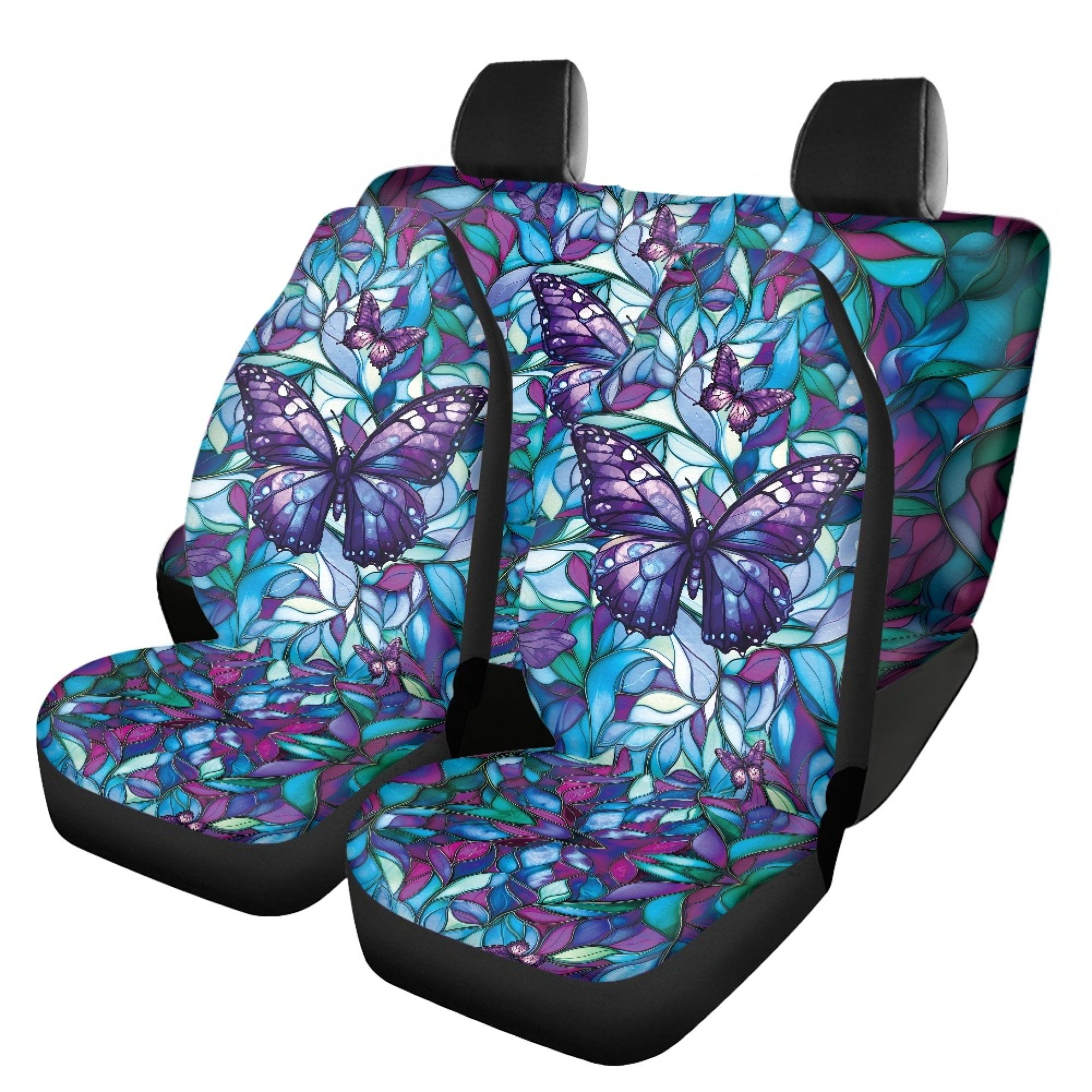 FOR U DESIGNS Butterfly Leaf Print Car Seat Cover 4 Pieces Non-Fading ...