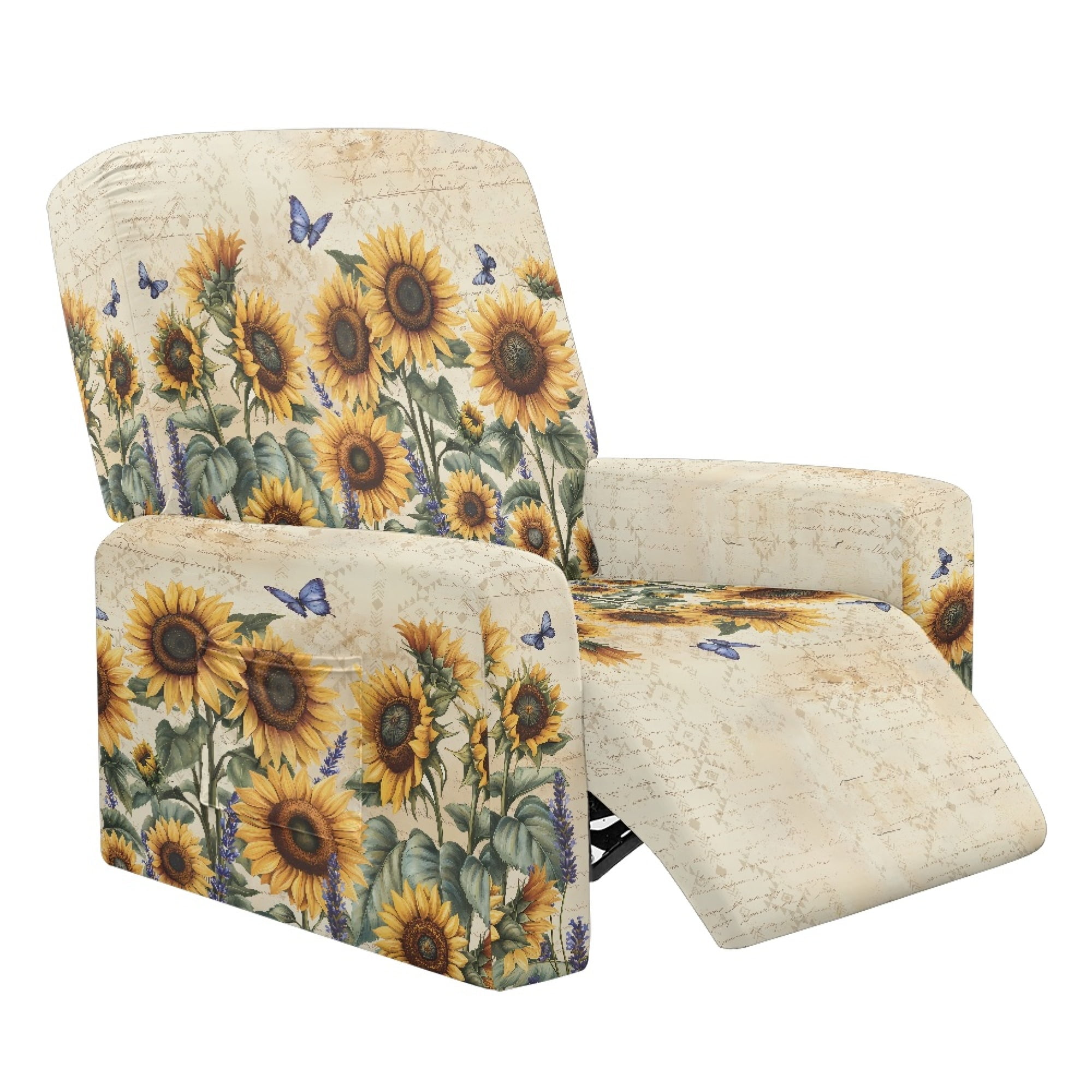 FOR U DESIGNS Butterfly Sunflower Pattern Recliner Chair Covers with ...