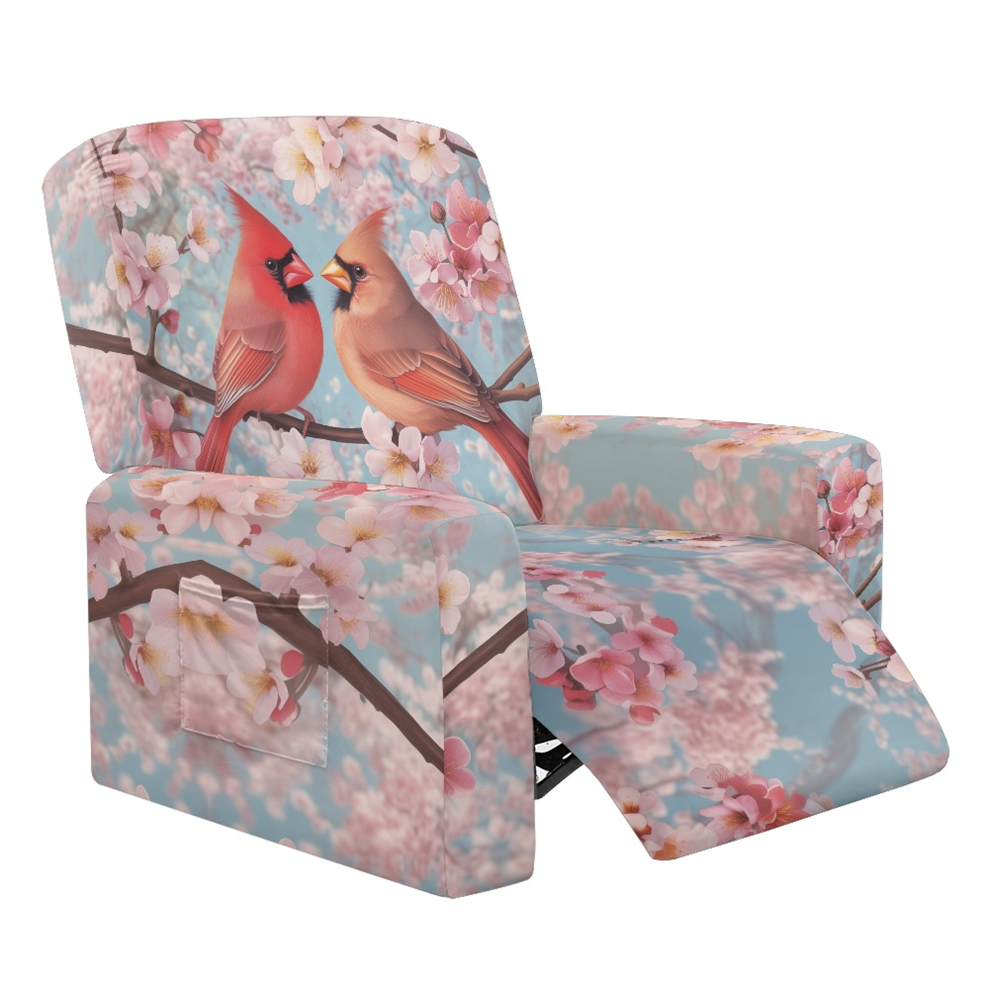 FOR U DESIGNS Cardinal Cherry Blossom Pattern Recliner Chair Covers ...