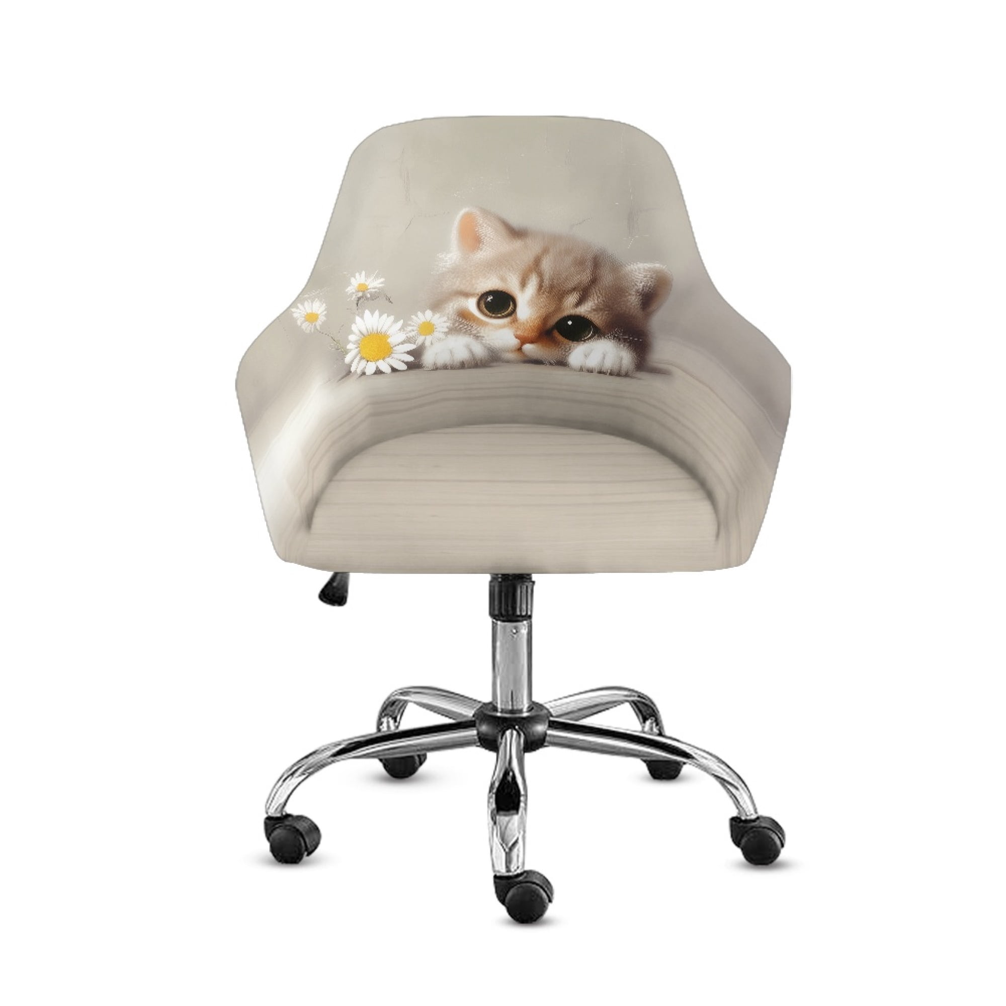 FOR U DESIGNS Cat Daisy Print Dining Chair Cover with Armrest, Washable ...