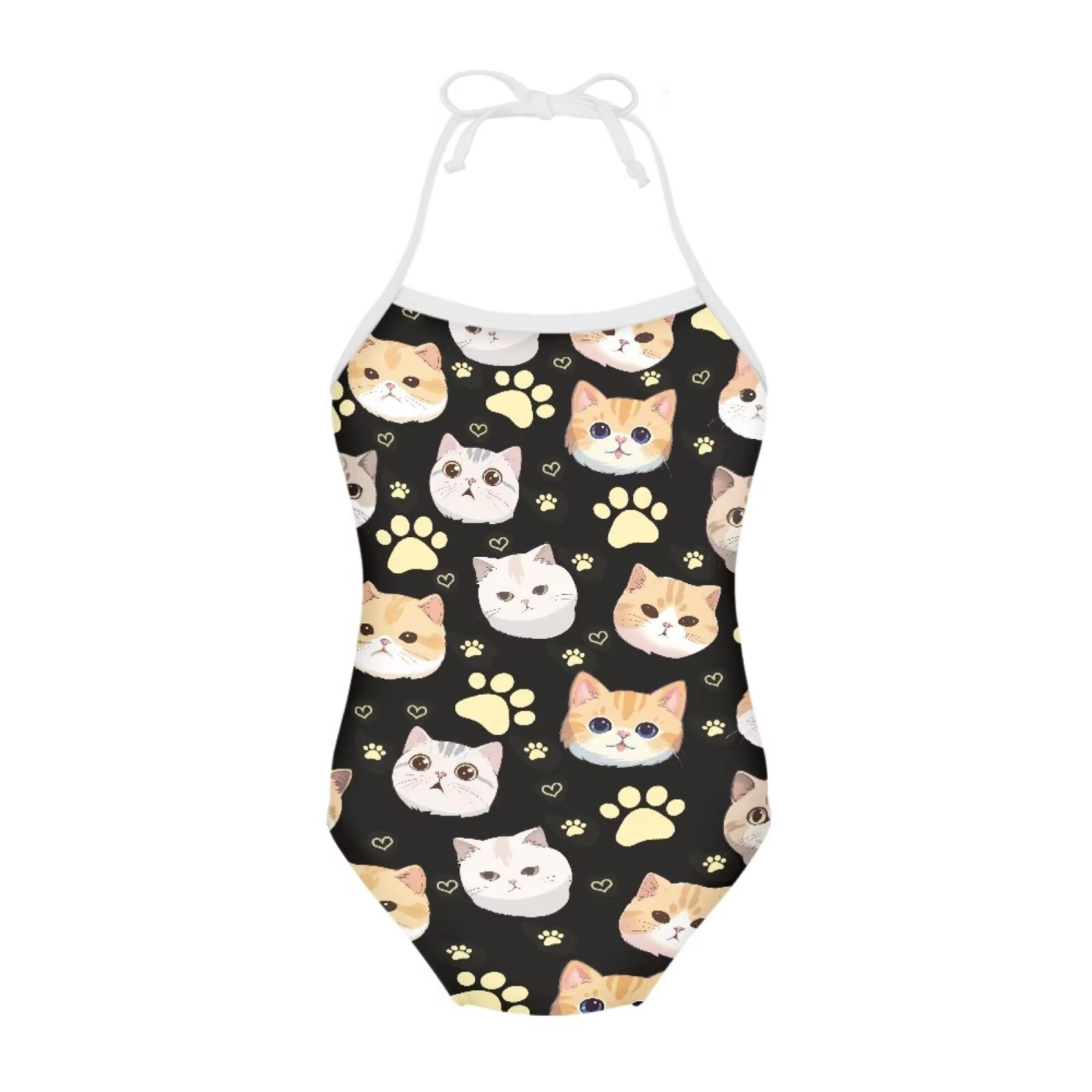 FOR U DESIGNS Cat Paw Swimsuits for Kids Toddler Girls Cute Halter Neck ...