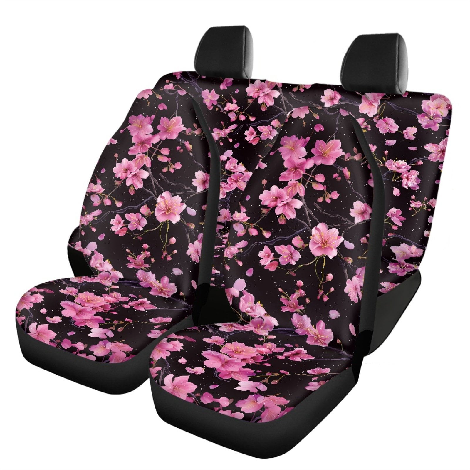 FOR U DESIGNS Cherry Blossom Print Car Seat Covers Full Set of 4 Non ...