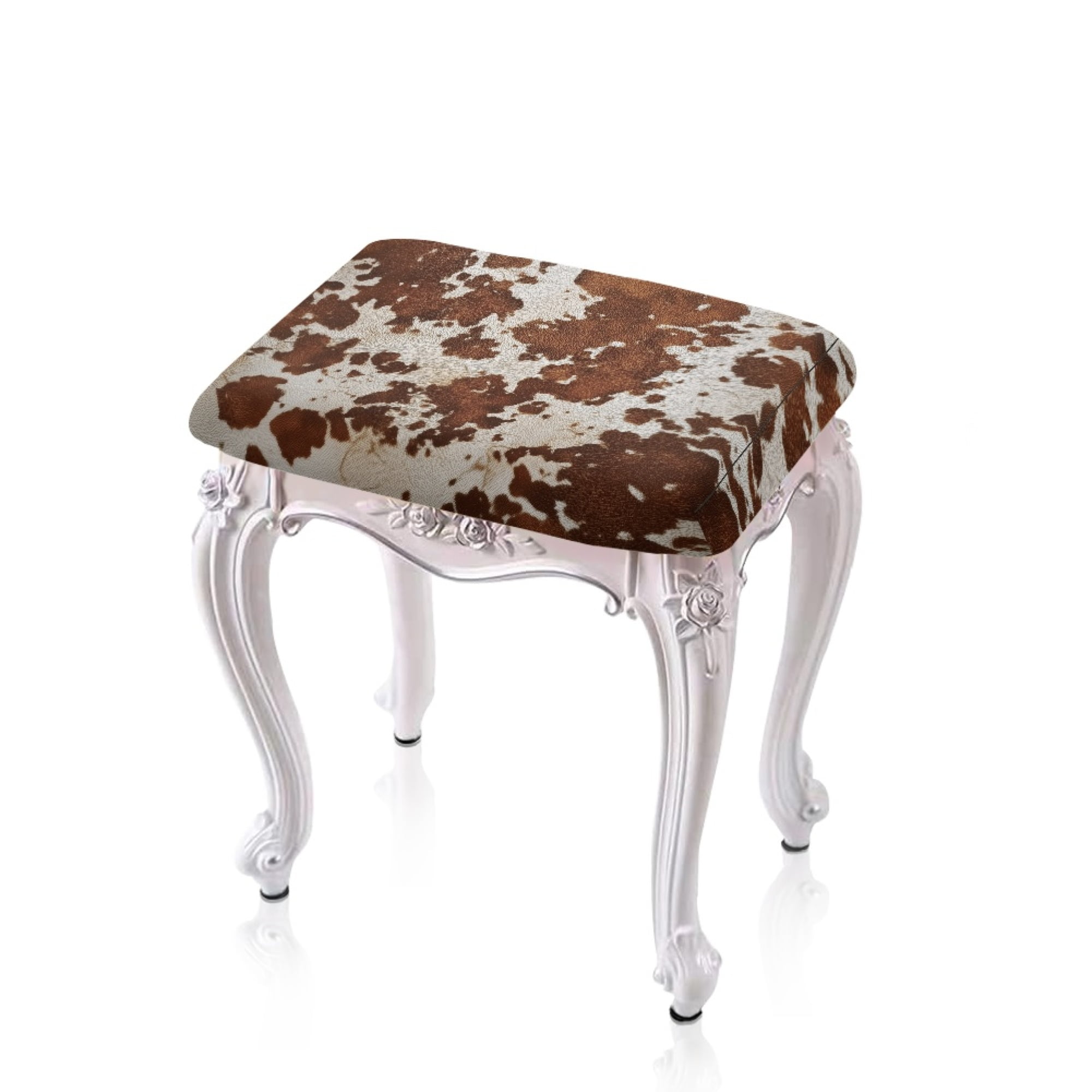 FOR U DESIGNS Cow Brown Print Stool Covers Rectangle Set of 2, Washable ...