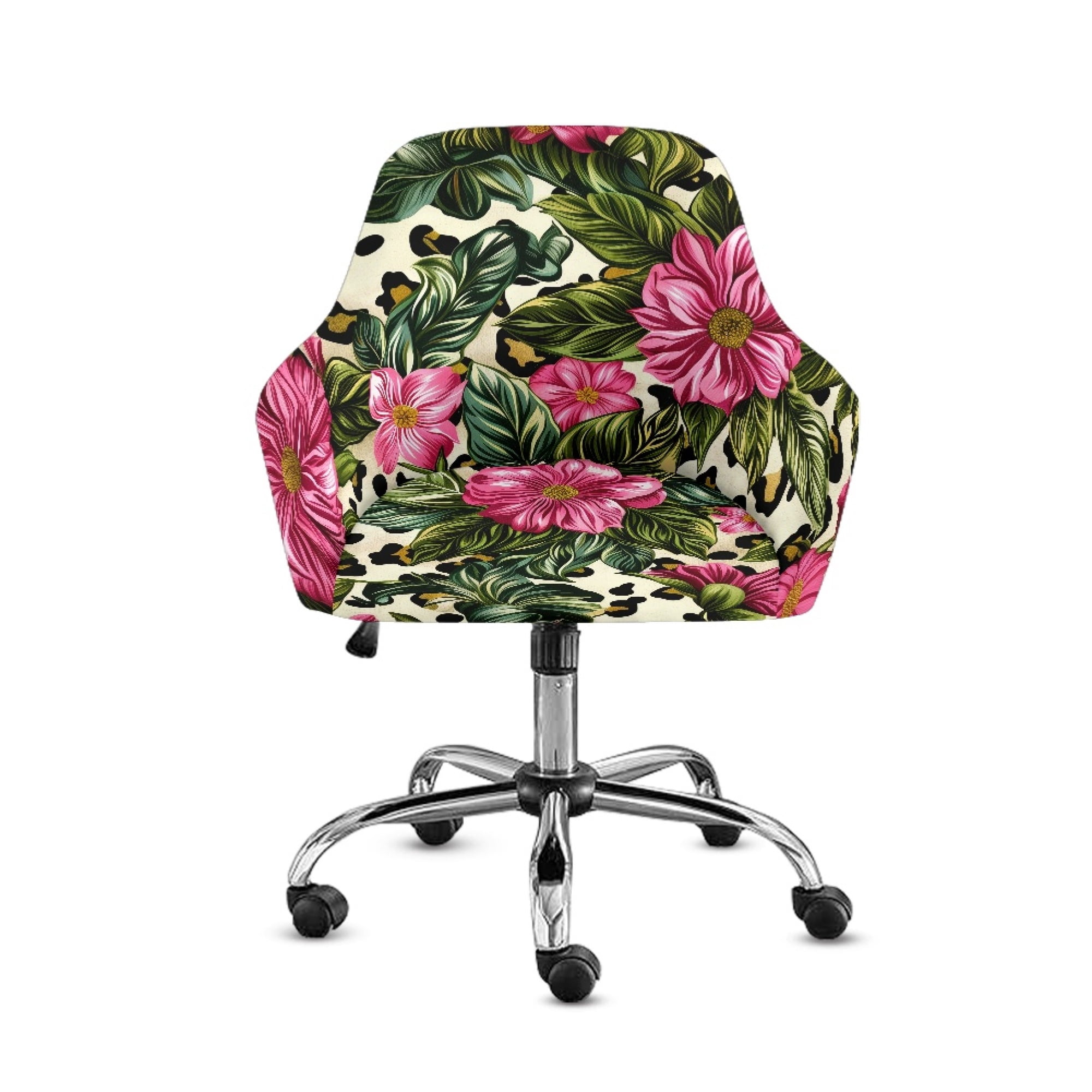 FOR U DESIGNS Dahlia Flower Plam Leaf Print Dining Chair Slipcovers ...