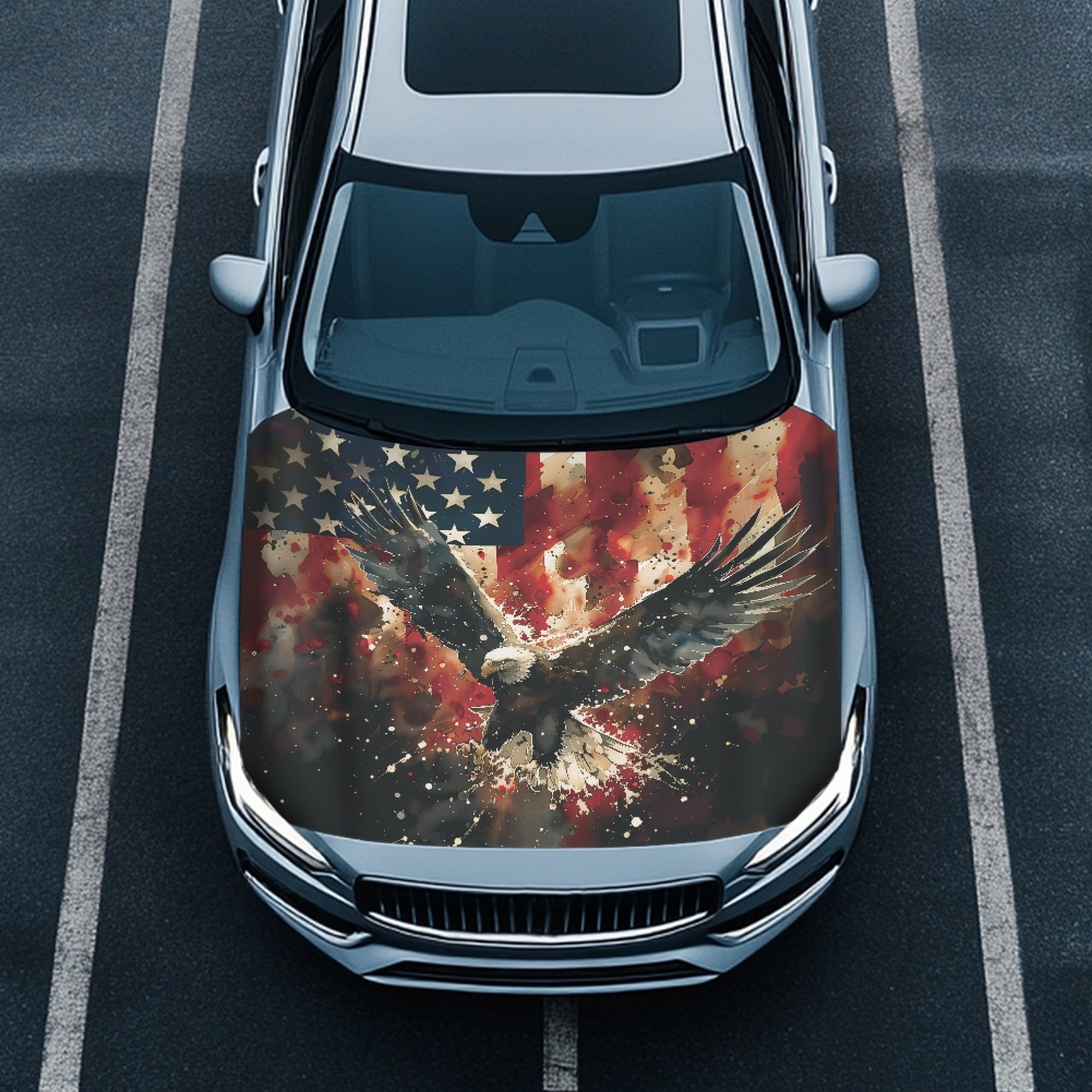 FOR U DESIGNS Eagle American Flag Pattern Car Hood Cover, Waterproof ...