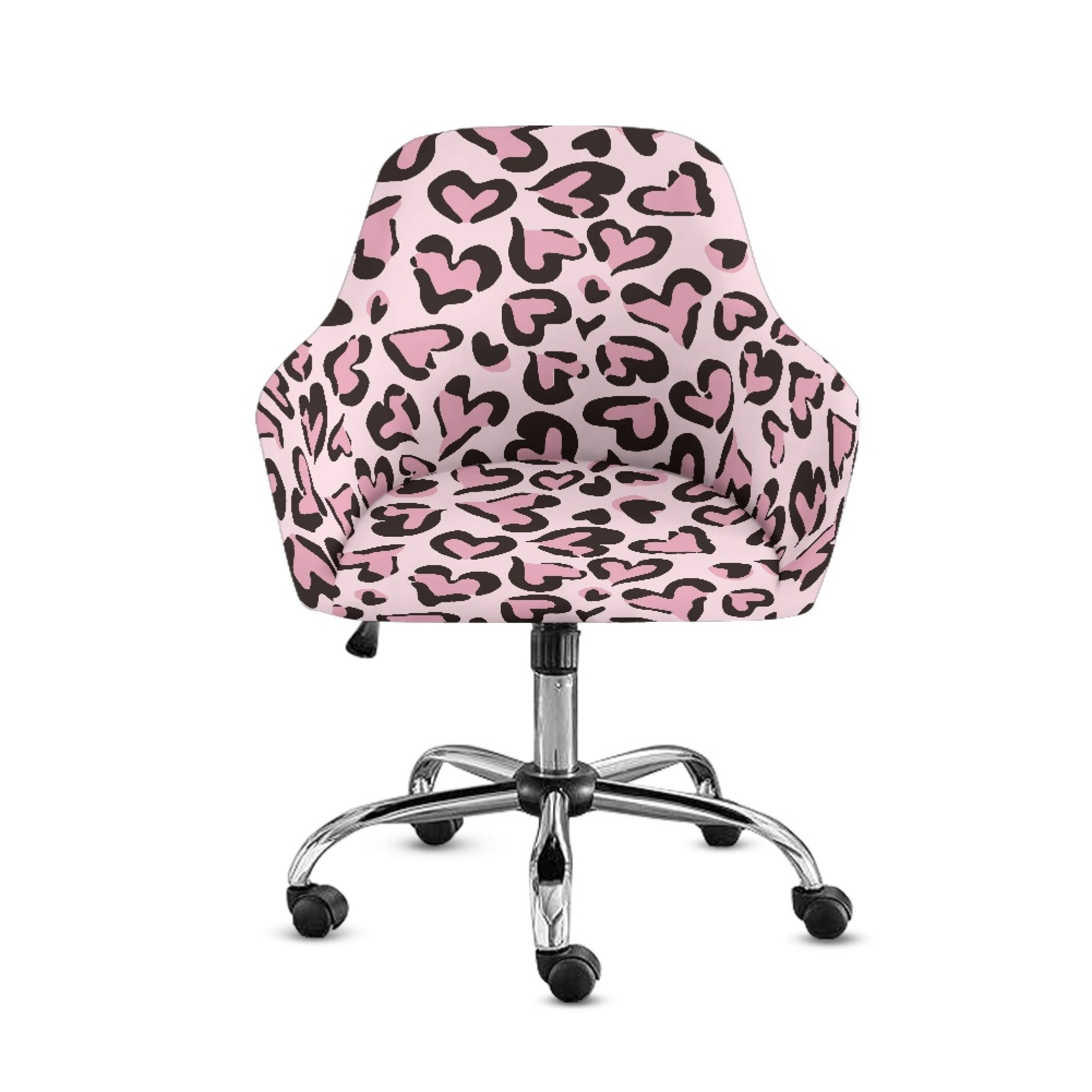 FOR U DESIGNS Heart Leopard Print Dining Chair Cover with Armrest ...