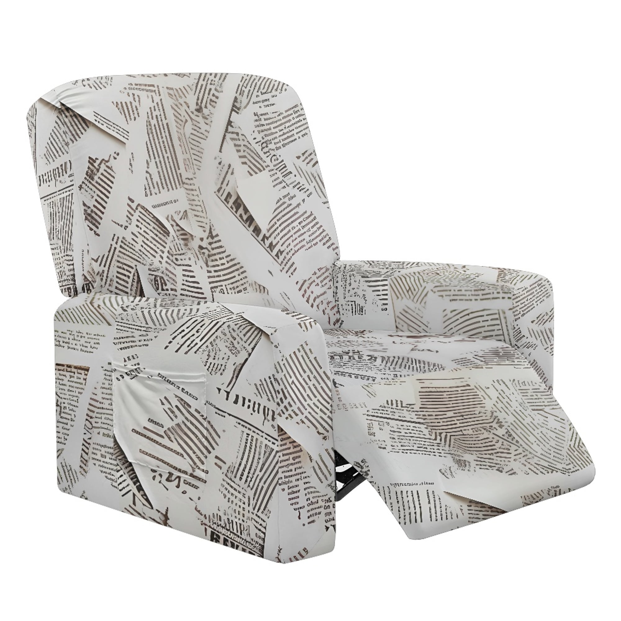 FOR U DESIGNS Newspaper Pattern Recliner Chair Covers 4-Pieces Reusable ...