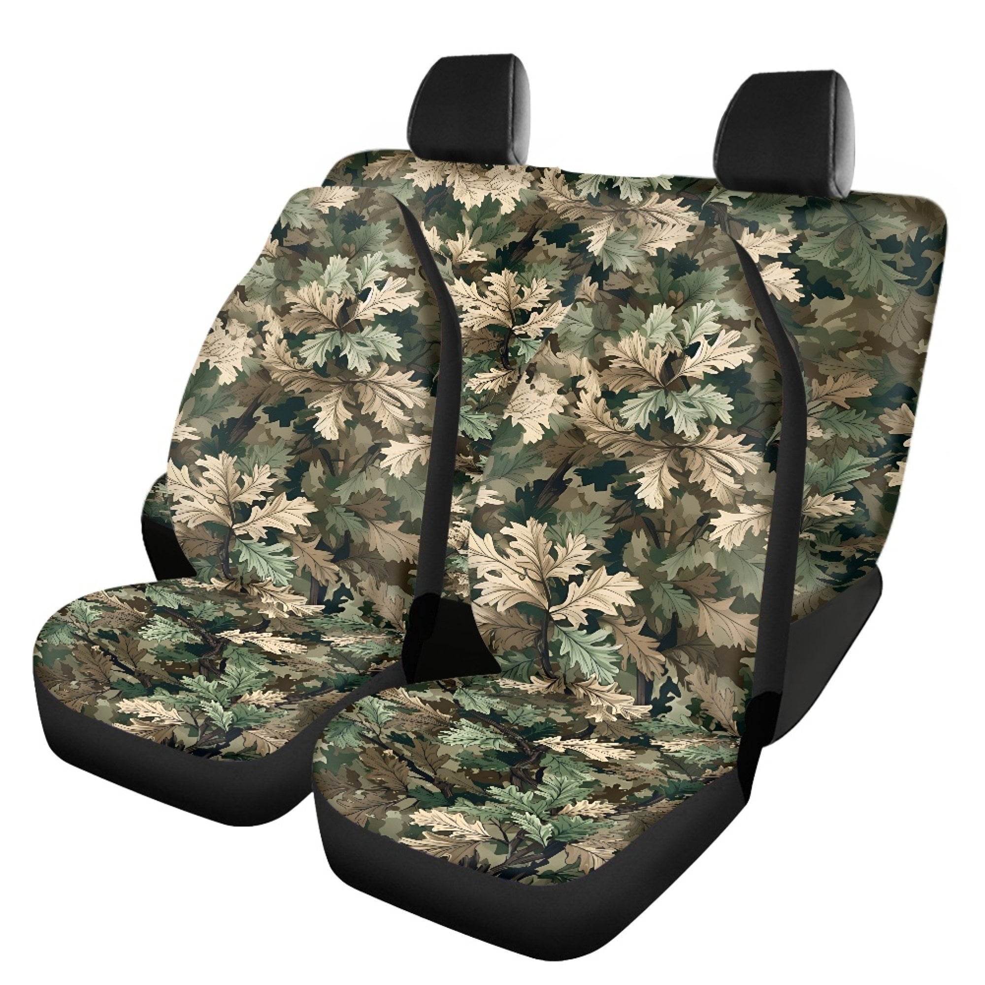 FOR U DESIGNS Oak Leaves Pattern Car Seat Covers Full Set Camo American ...