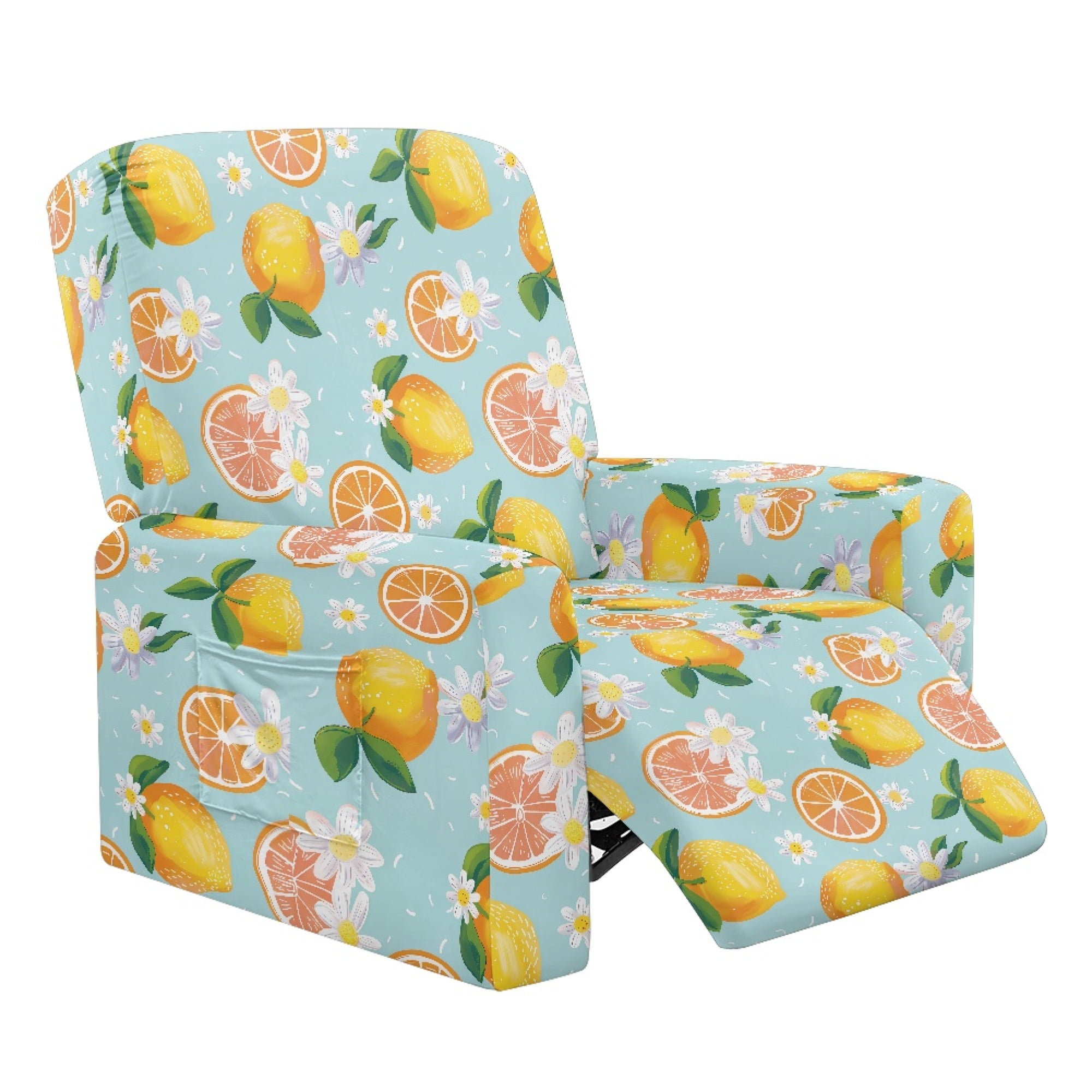 FOR U DESIGNS Orange Lemon Flower Pattern Recliner Chair Covers 4 ...
