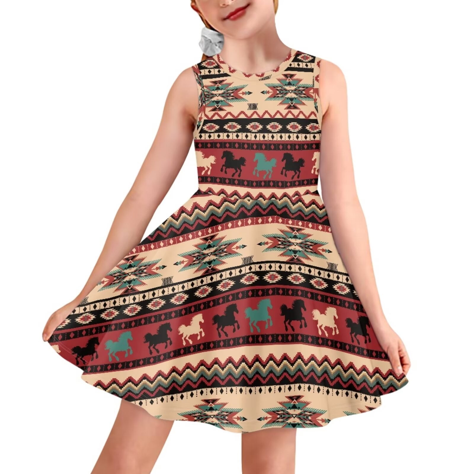 FOR U DESIGNS Southwest Aztec Horse Sleeveless Sundress Tank Dress ...