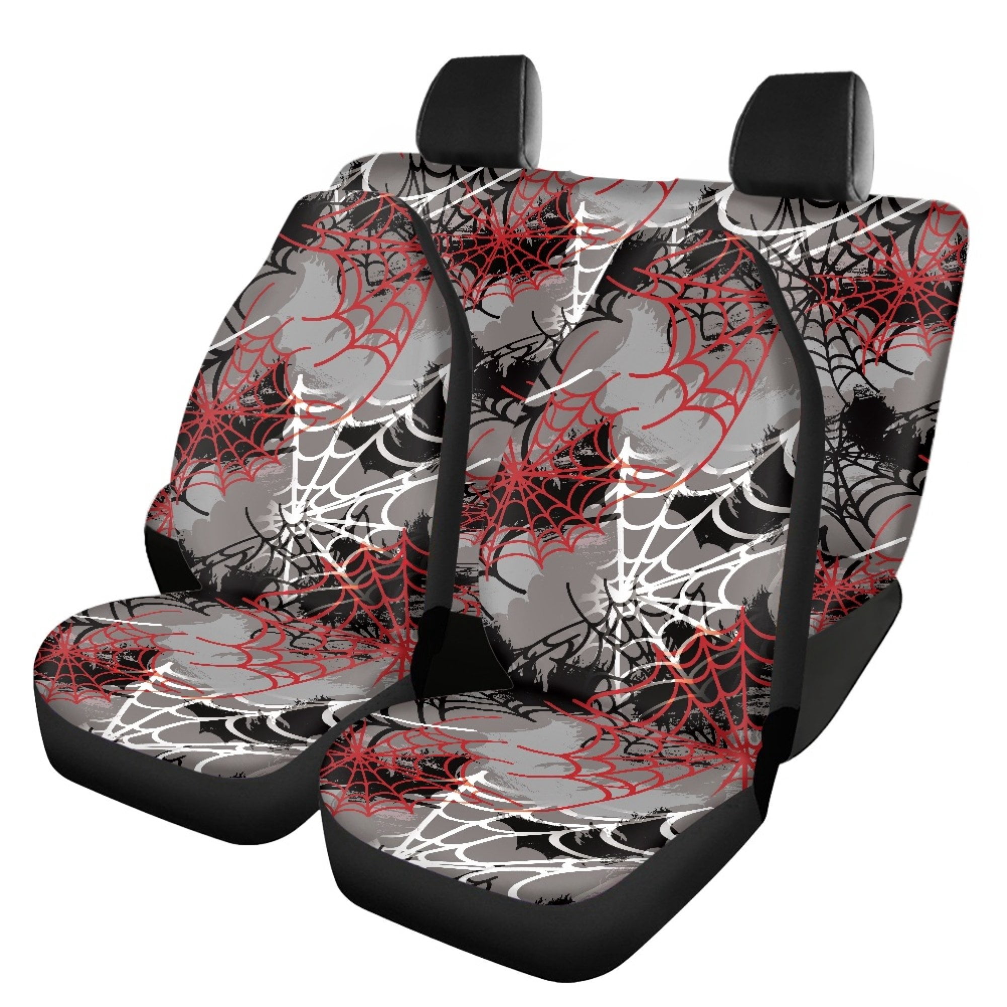 FOR U DESIGNS Spider Web Red Print Automotive Seat Cover Stretch Front ...