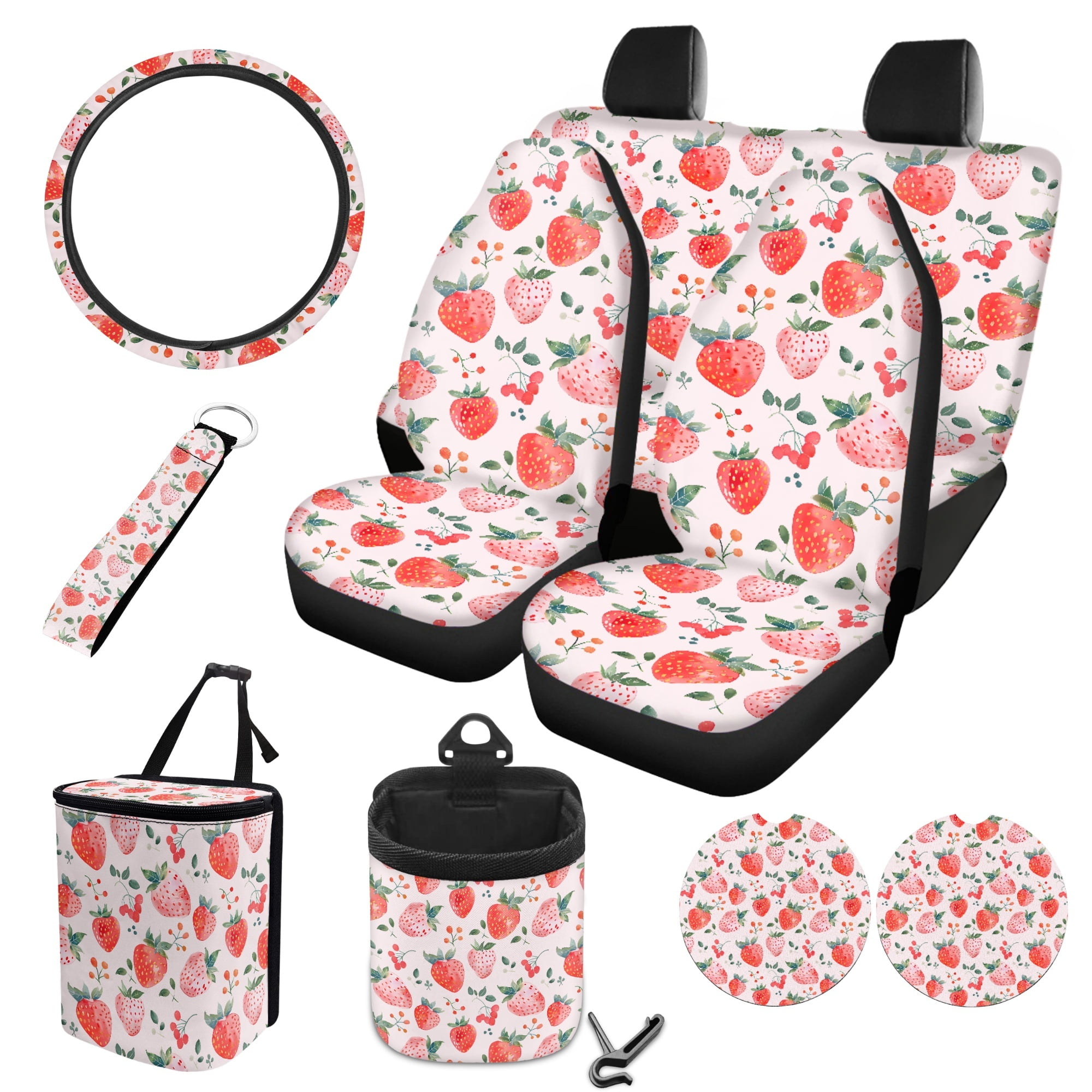 FOR U DESIGNS Strawberry Pattern 10 Pack Car Seat Covers Full Set, 4 ...