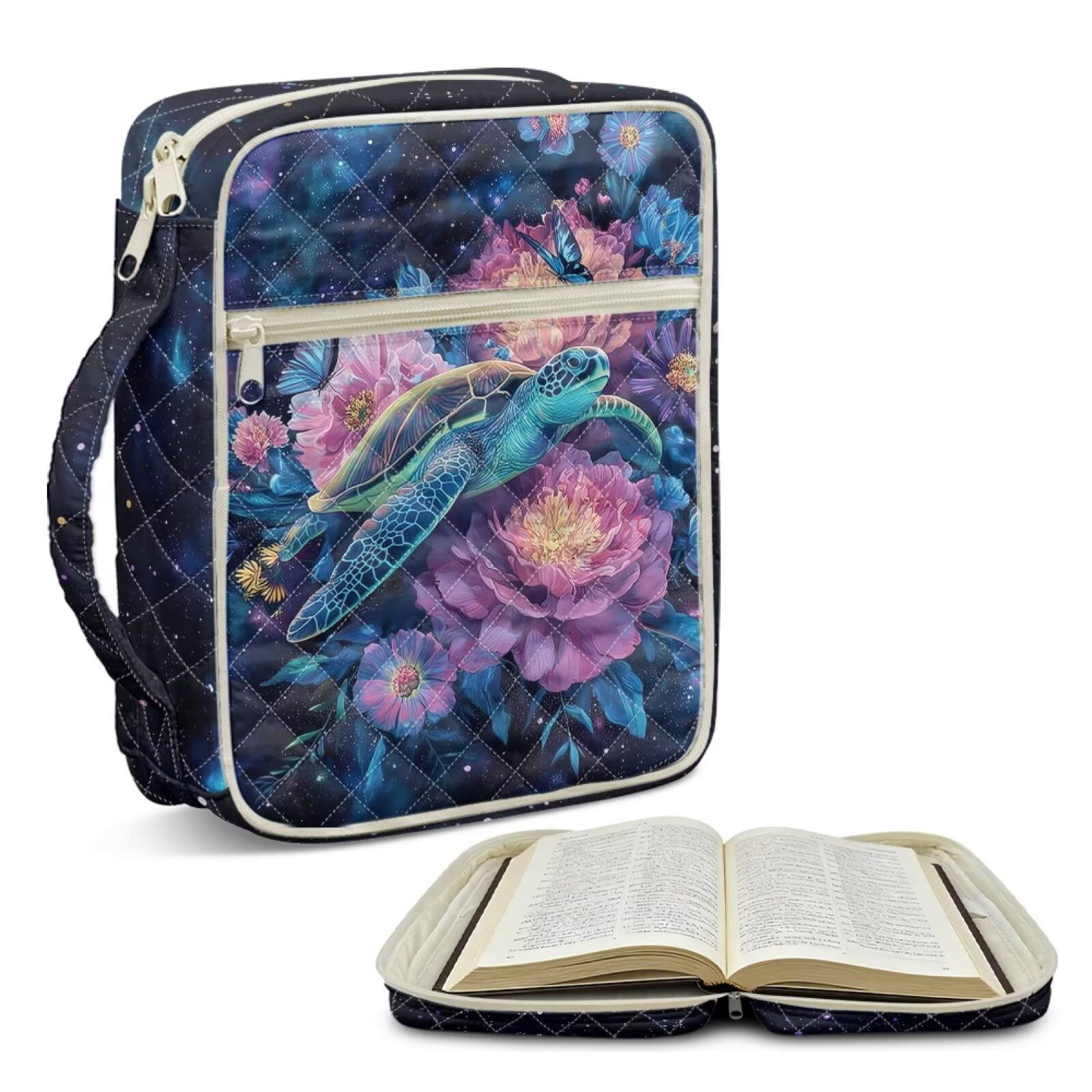 FOR U DESIGNS Turtle Peony Galaxy Print Lightweight Bible Carrying Case ...
