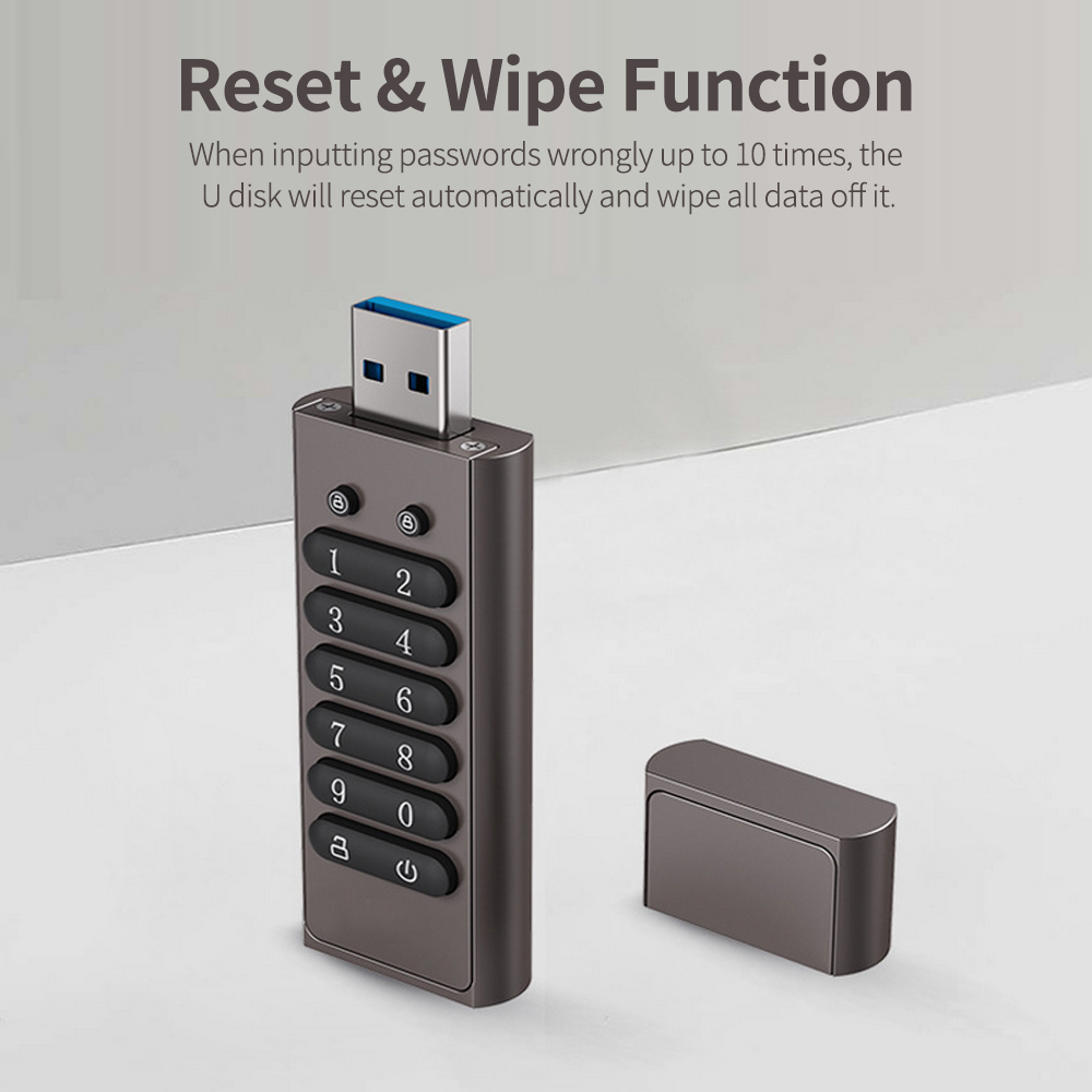U Disk,256-bit Encrypted Usb Reset/wipe/auto Lock Function Usb Drive ...