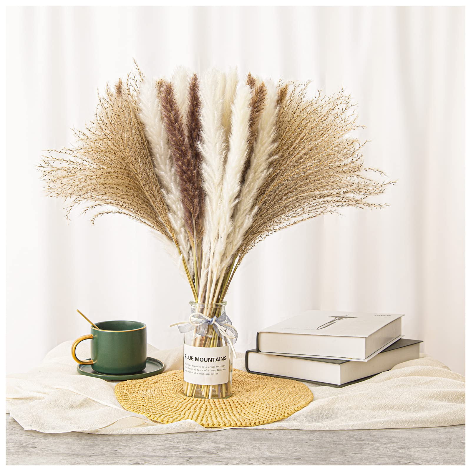 U/ Dried Pampas Grass Decor - 60 Pcs Natural Dried Pompous Grass Set ...