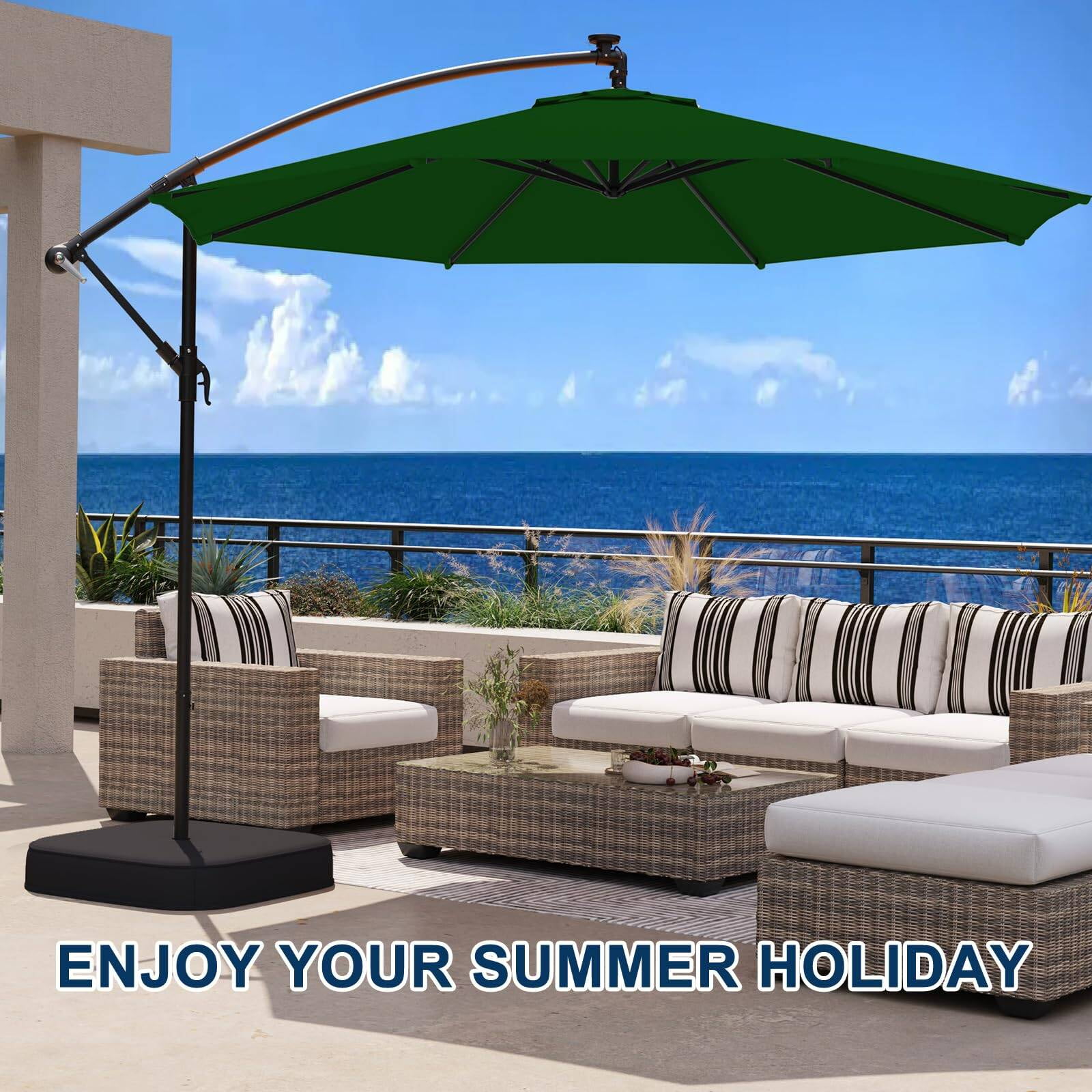 U-HOMY 10ft Patio Umbrella with Base Included, Outdoor Offset ...
