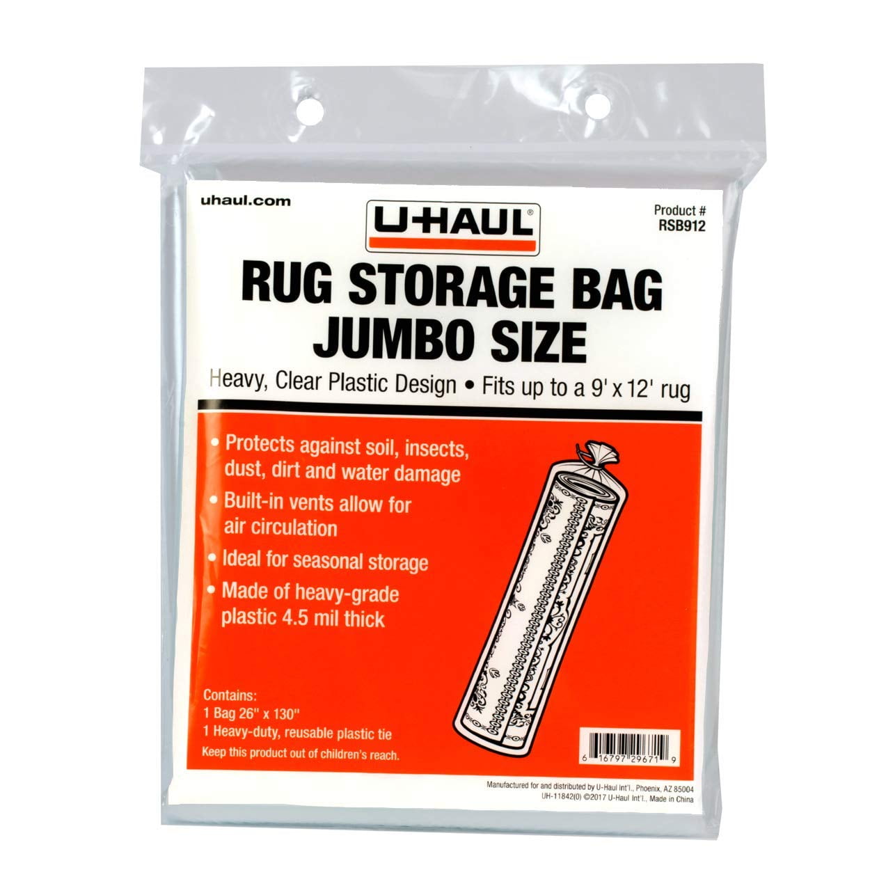 U-Haul Jumbo Rug Storage Bag (Fits Rugs up to 9' x 12') - Protection ...