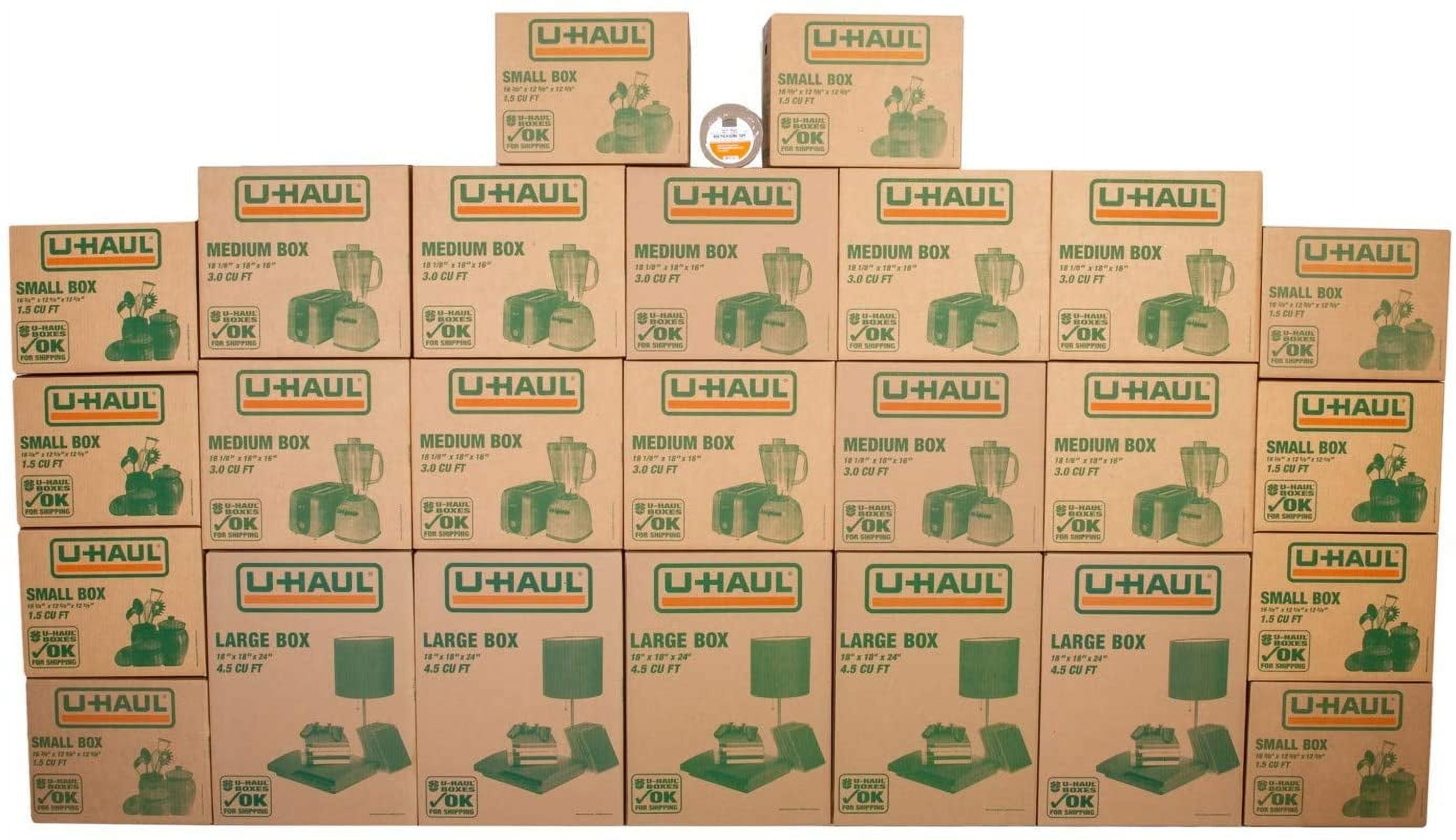 U-Haul Moving Box Variety Pack 10 Small, 10 Medium, and 5 Large Boxes ...