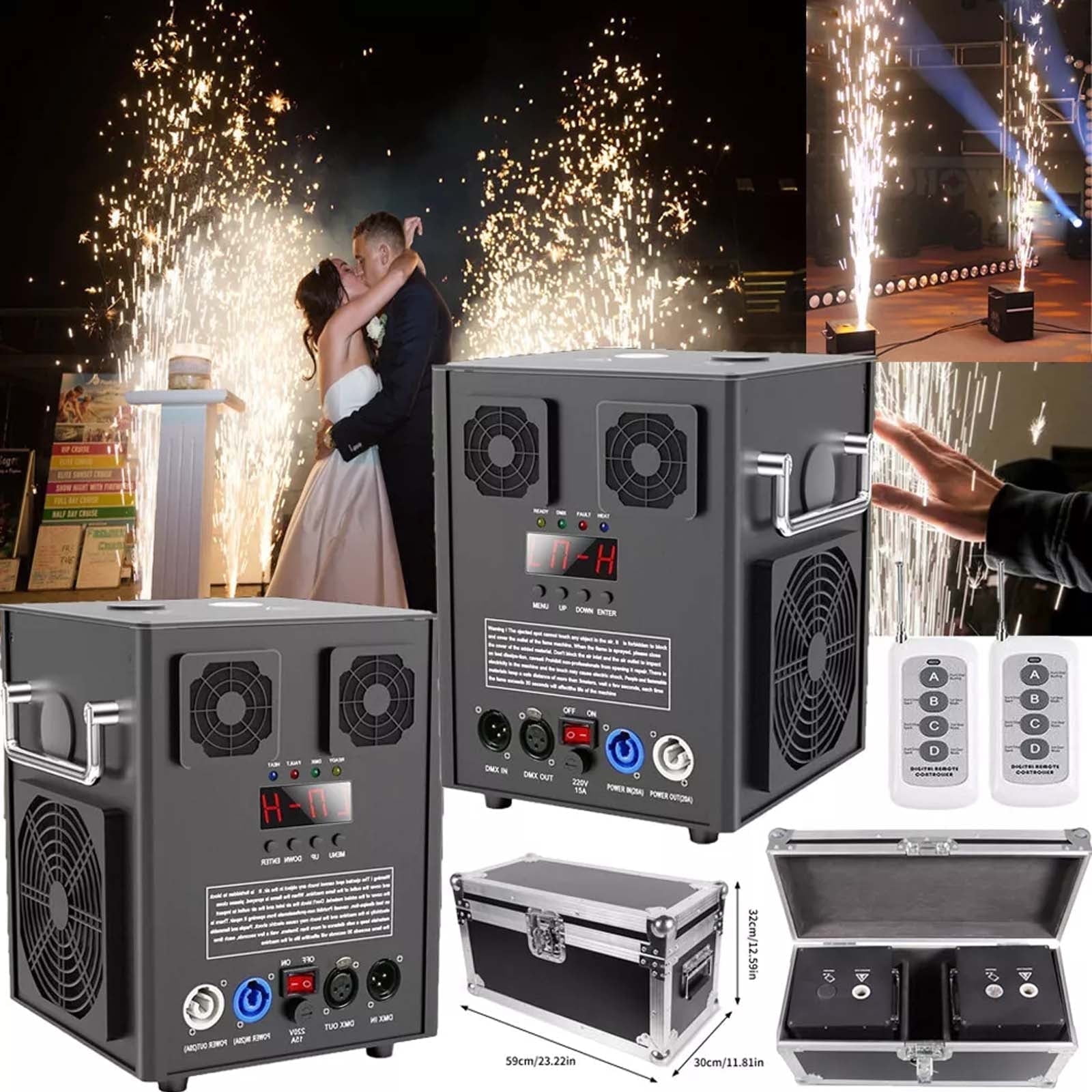2Pack 700W Cold Spark Machine with Flight Case DMX Stage Effect for ...
