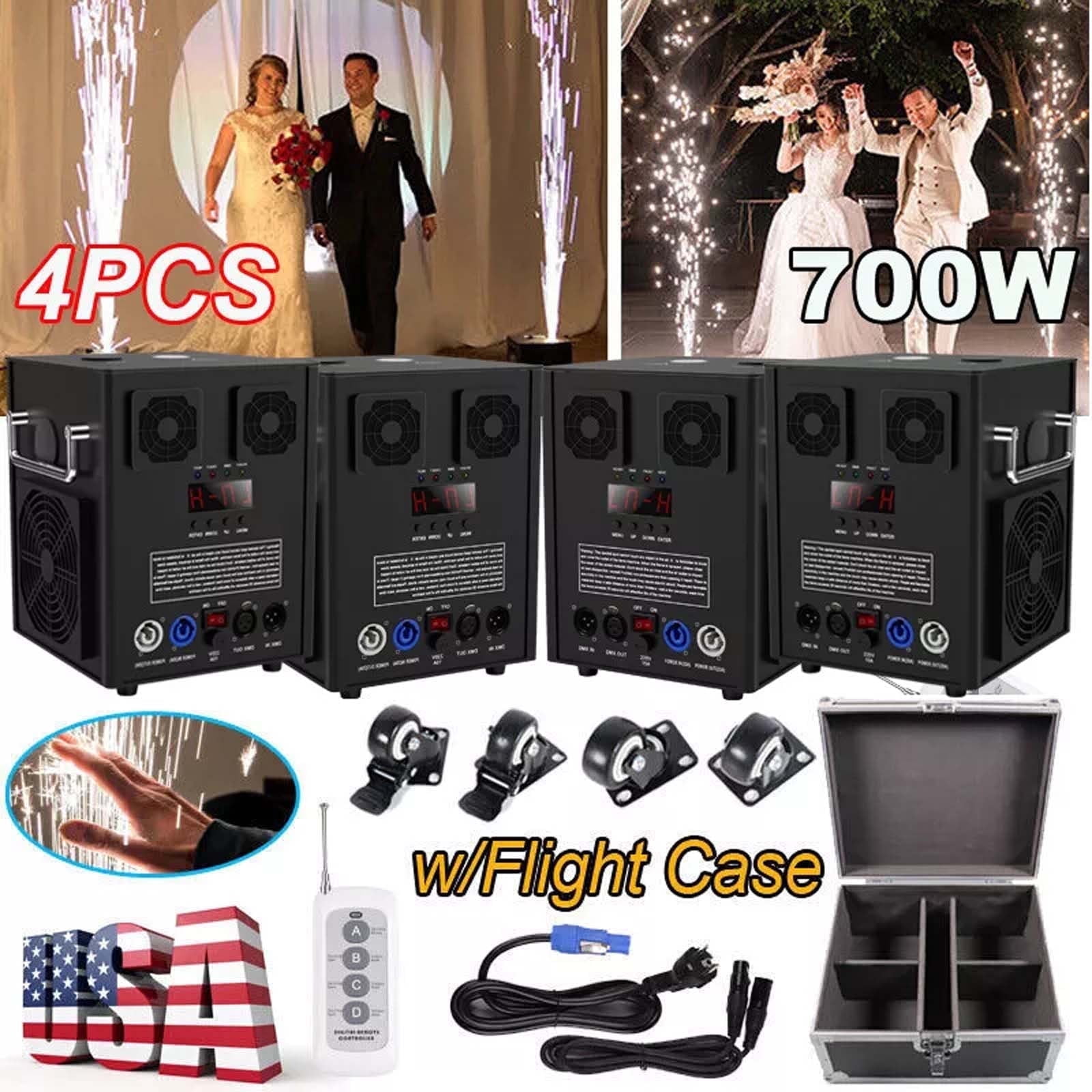 4Pack 700W Cold Spark Machine with Flight Case DMX512 Special Effect ...