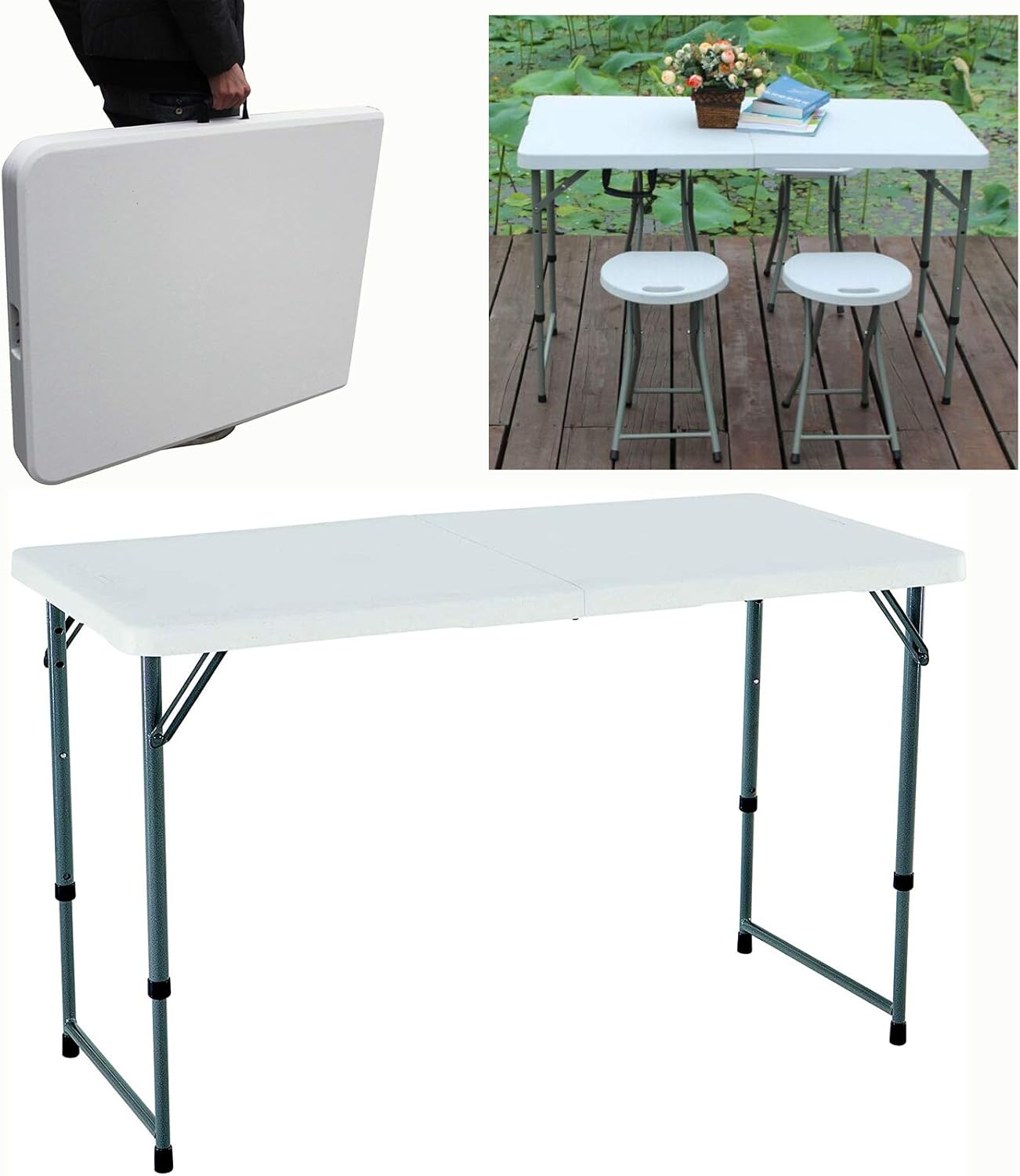 U-Kiss Folding Card Table Multipurpose Square Table Indoor Outdoor ...