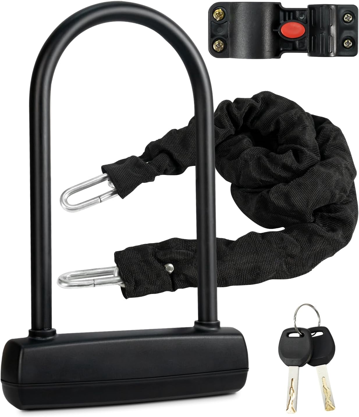 U Lock with 4FT x 6mm Moped Chain, Lock with 2 and Mounting Bracket, U ...