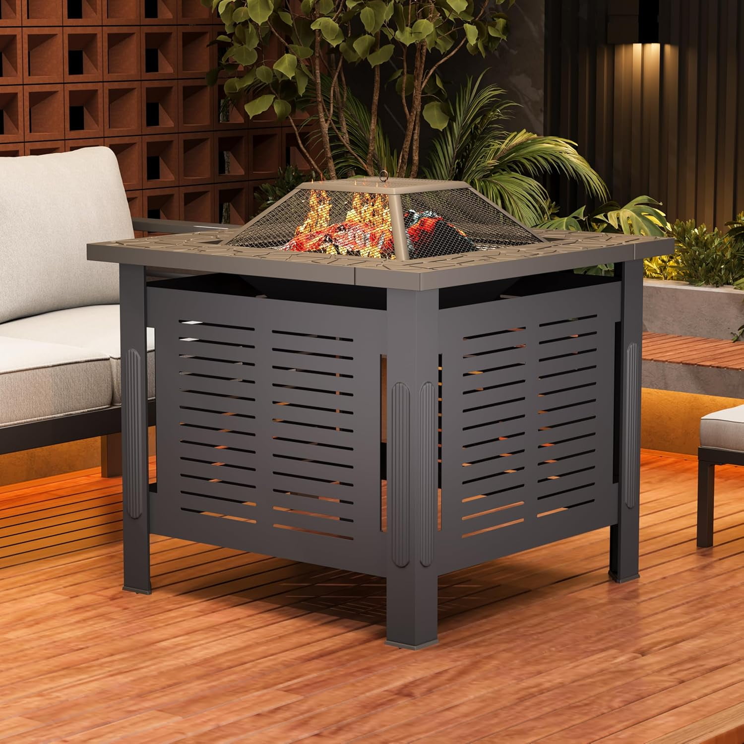 U-MAX Fire Pit Table, 30 Inch Firepit Table Metal Outdoor Fireplaces ...