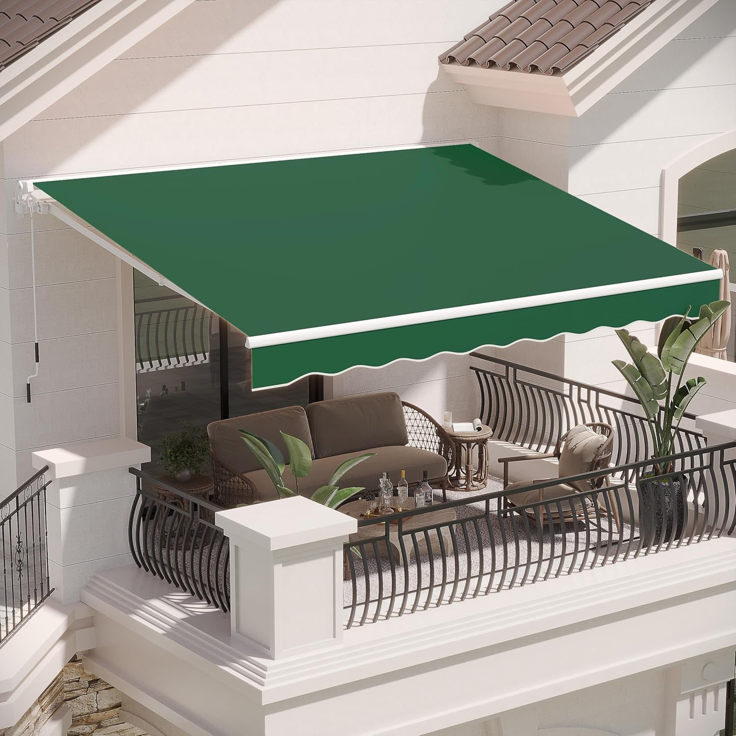 U-MAX Retractable Awning, 13'x8' Manual Awnings for Patio Sun Shade ...
