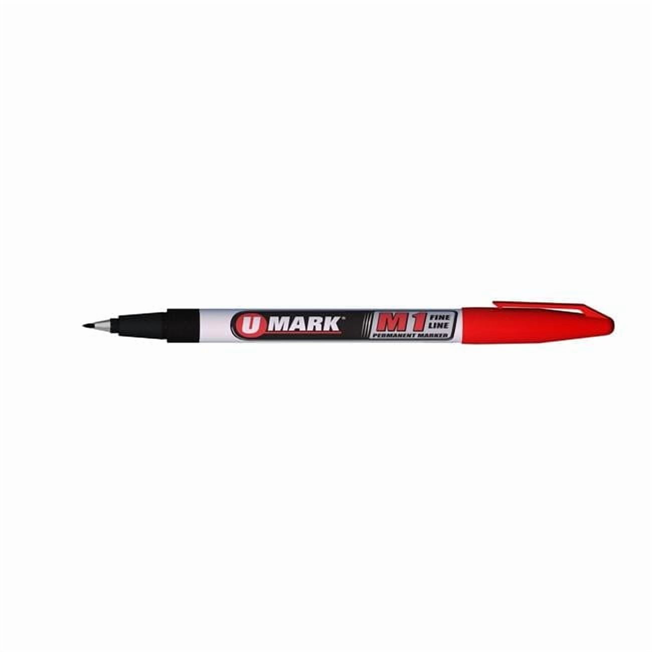 U-Mark UMARK10584 M1 Fine Line Permanent Marker, Red - Case of 12 ...