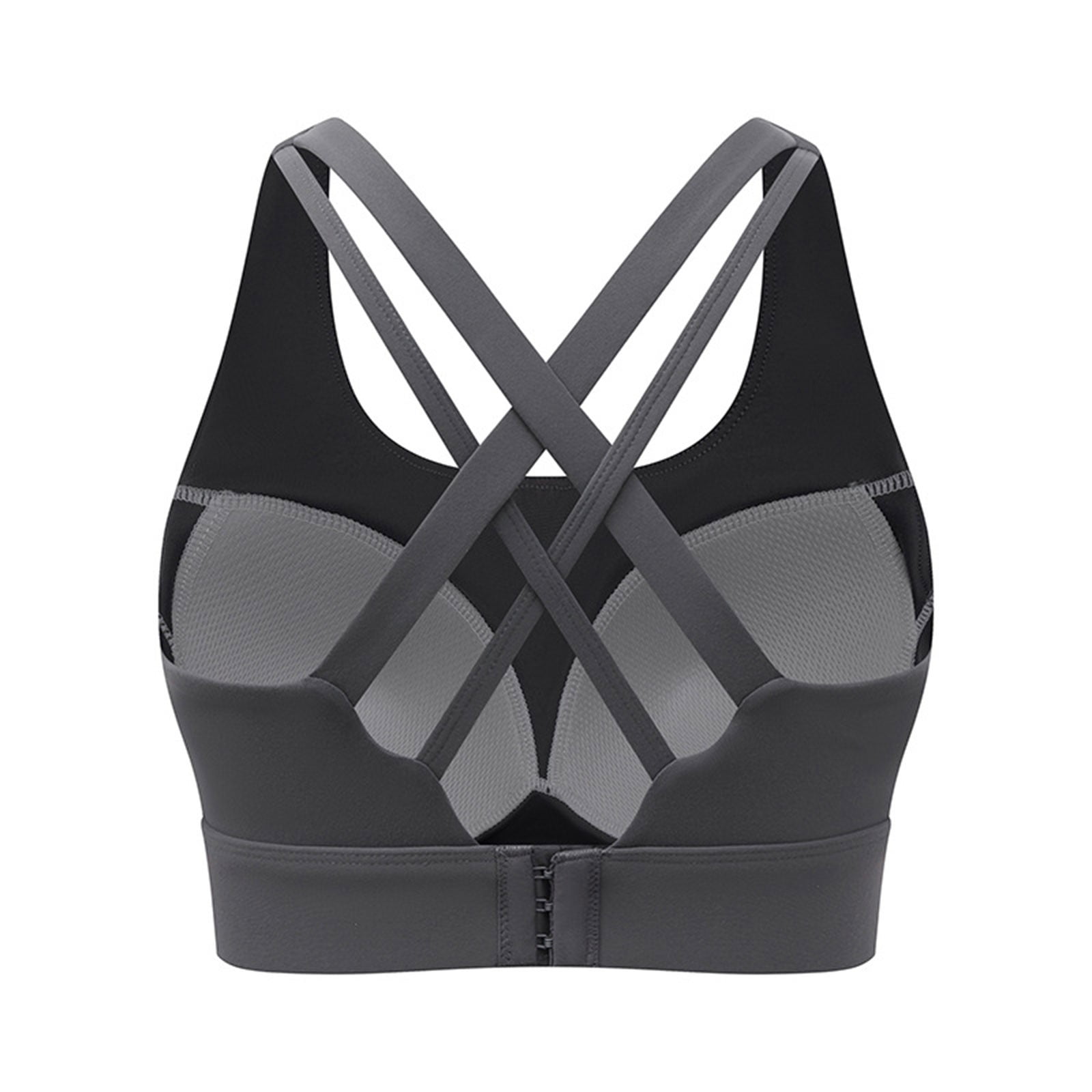 U Neck Sports Bra for Women Criss-Cross Back Hook and Eye Closure High ...