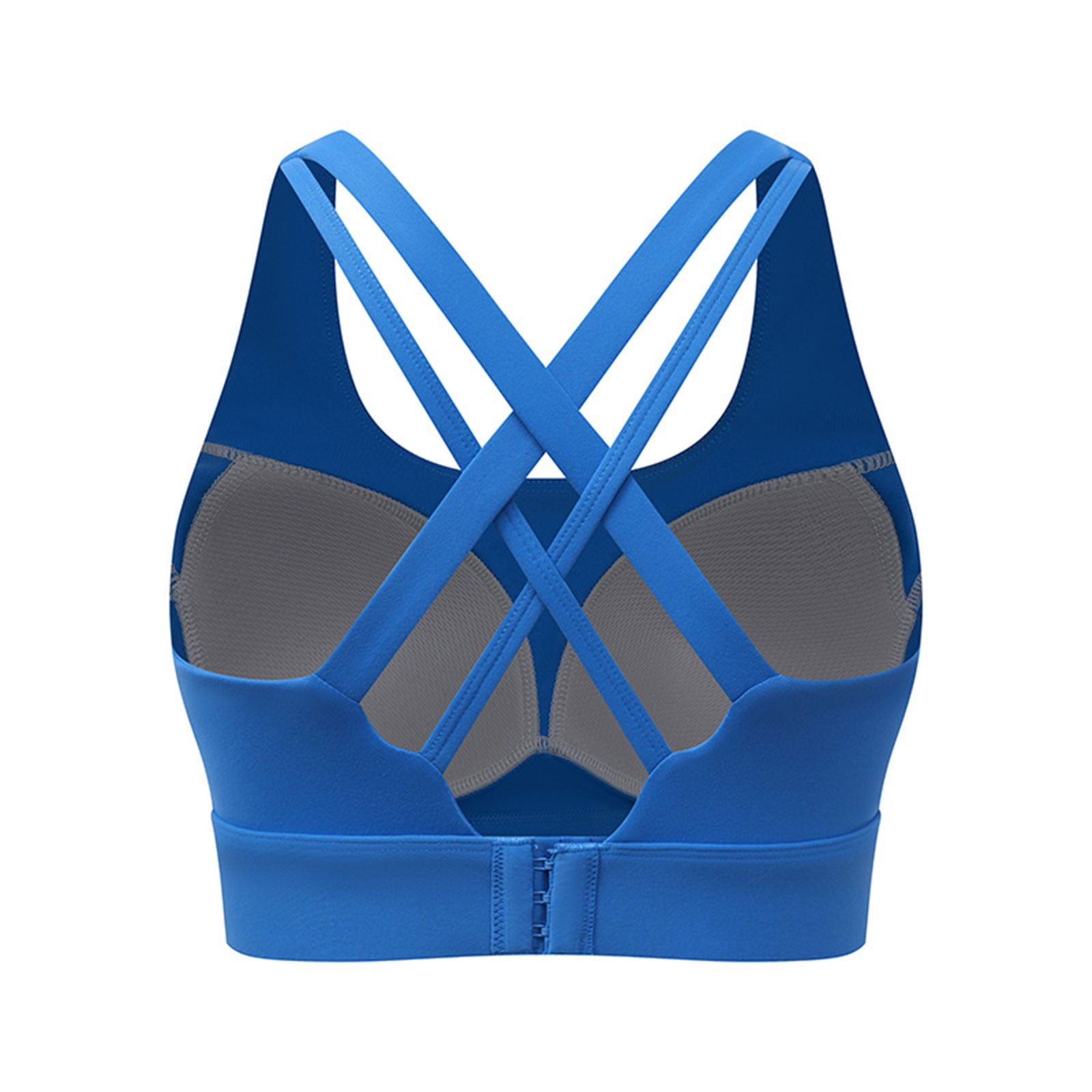 U Neck Sports Bra for Women Criss-Cross Back Hook and Eye Closure High ...