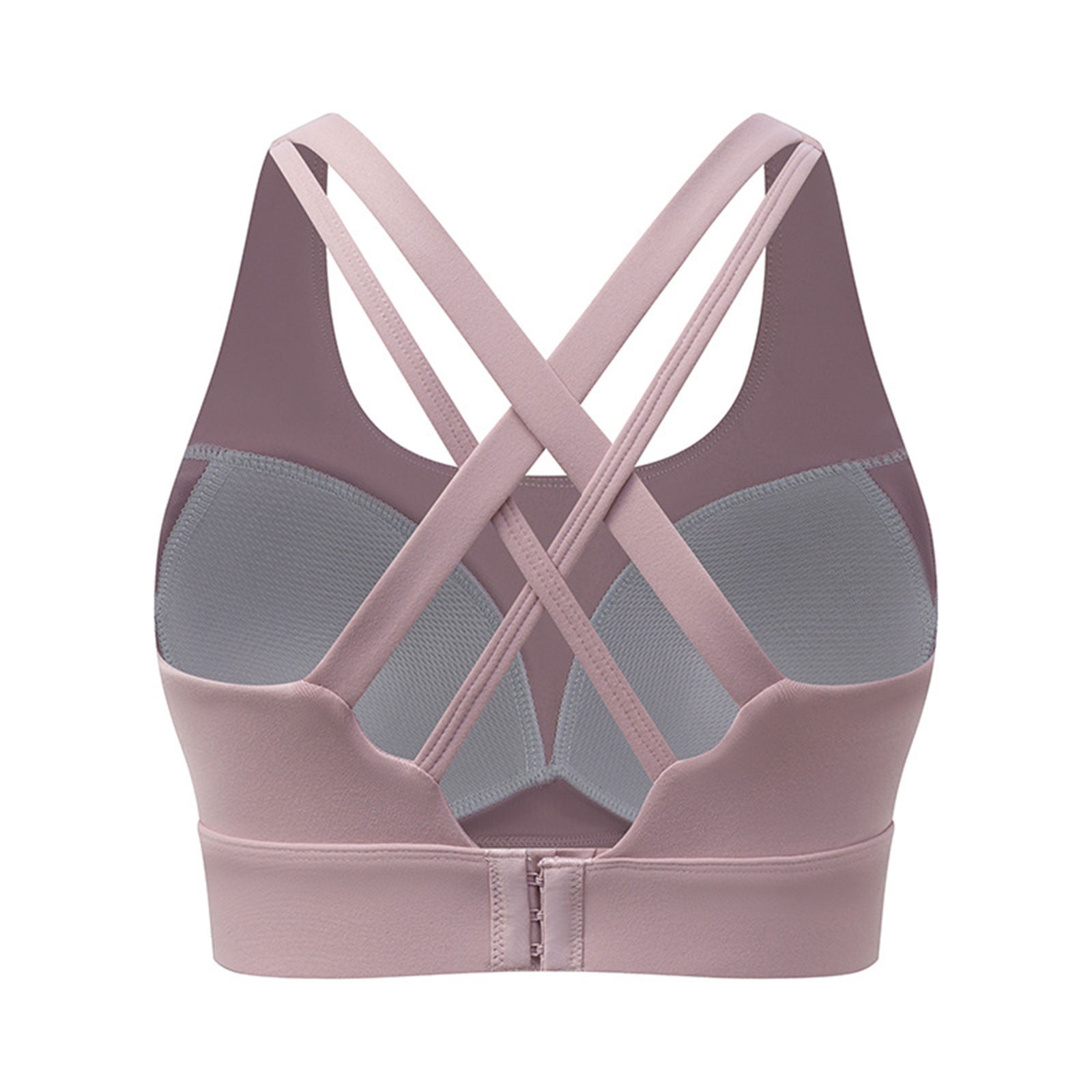 U Neck Sports Bra for Women Criss-Cross Back Hook and Eye Closure High ...