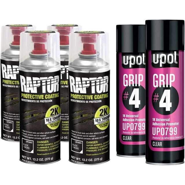 U-POL Raptor 2K Black Bedliner Spray-On Kit, Truck Protection, #4 Grip ...