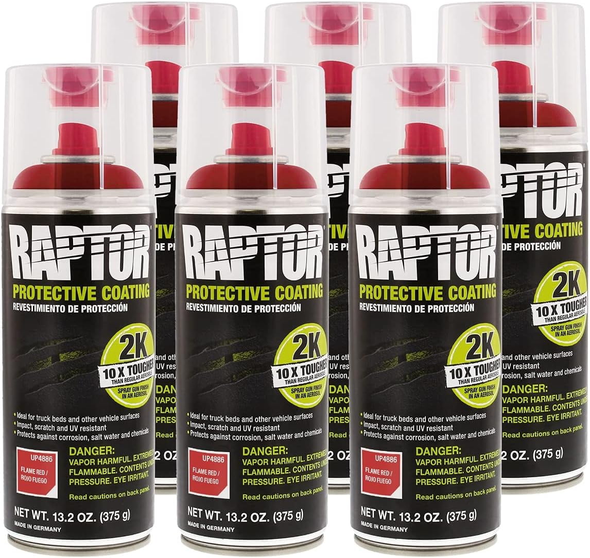 U-POL Raptor 2K Flame Red Spray-On Truck Bedliner Aerosol 13.2 oz (6 ...