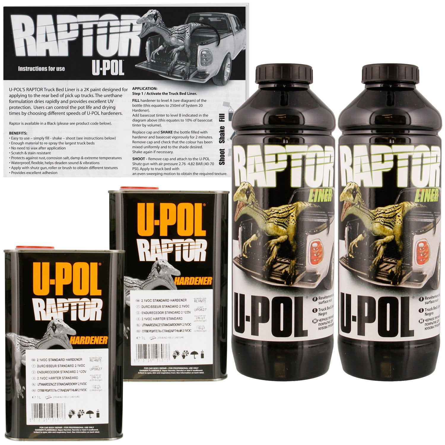 U-POL Raptor Black Urethane Spray-On Bed Liner & Texture Coating, 2 ...