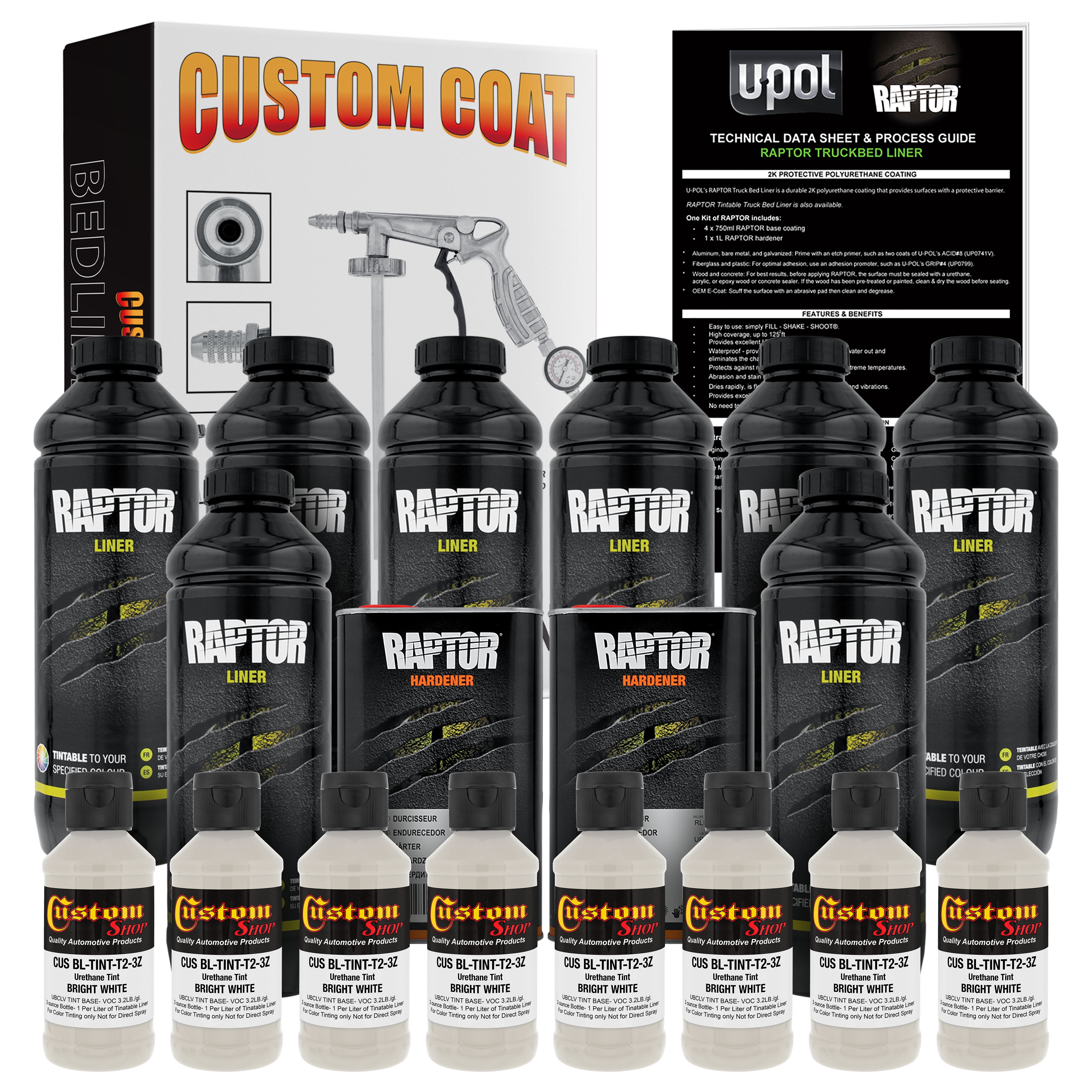 U-POL Raptor Bright White Urethane Spray-On Truck Bed Liner Kit w/ FREE ...