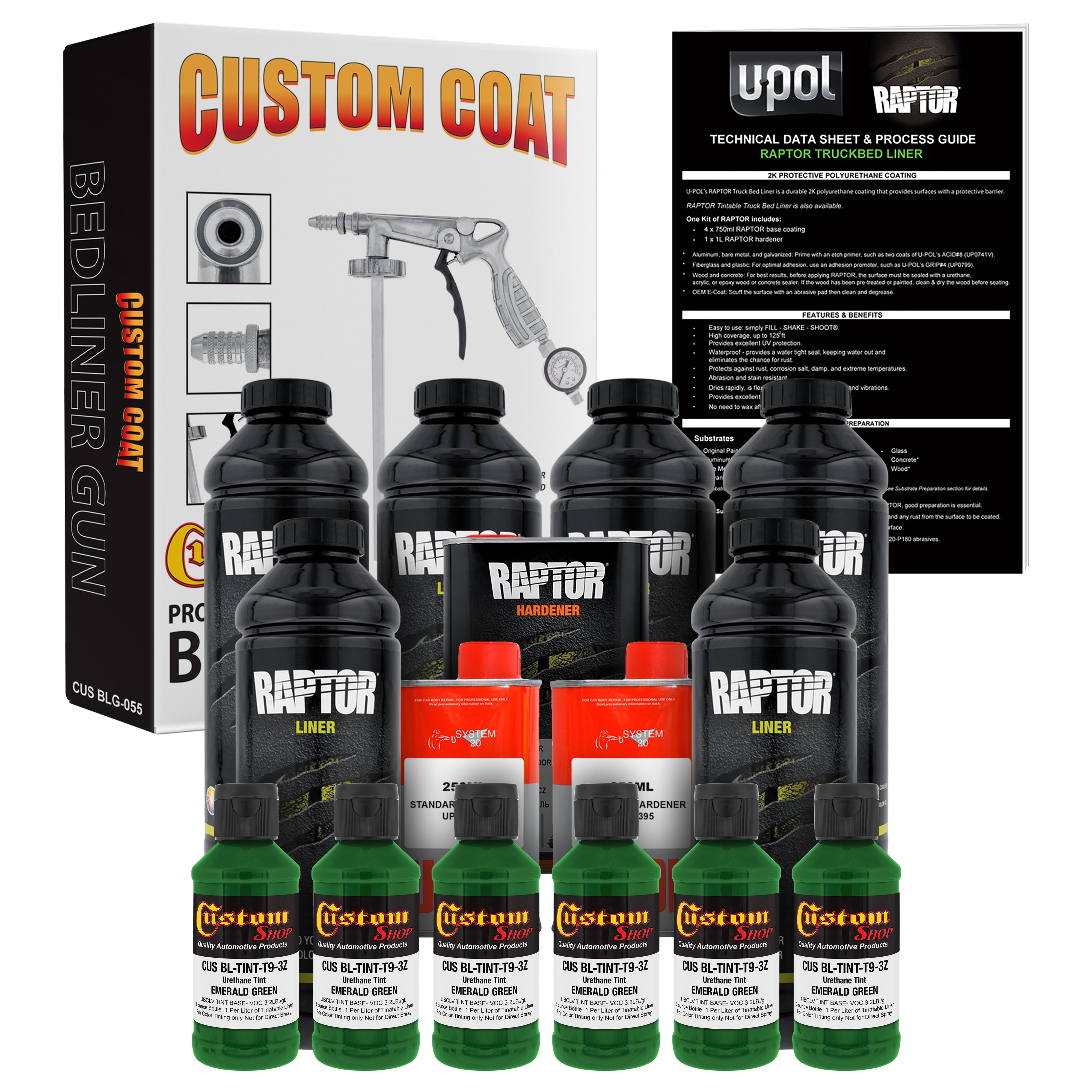 U-POL Raptor Emerald Green Urethane Spray-On Truck Bed Liner Kit w ...