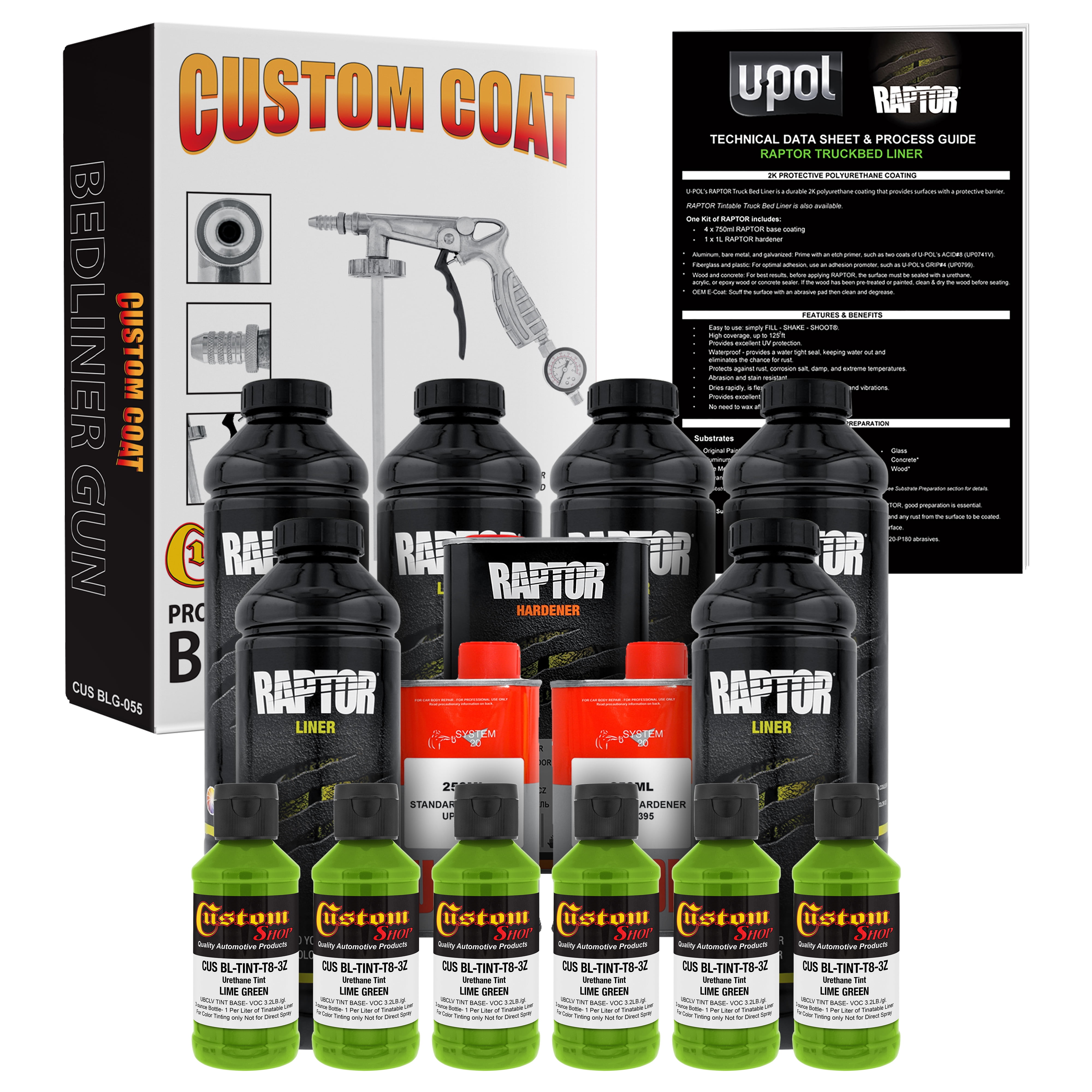 U-POL Raptor Lime Green Urethane Spray-On Truck Bed Liner Kit w/ FREE ...