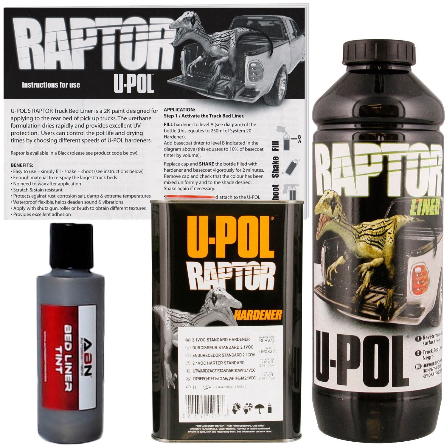 U-POL Raptor Tintable Pewter Metallic Bed Liner & Texture 1 Liter Upol ...