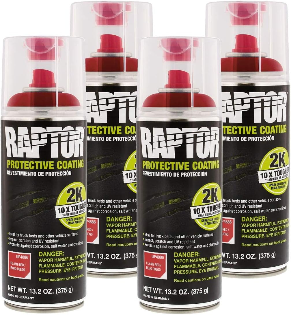 U-Pol Raptor 2K Flame Red Spray-On Truck Bedliner Aerosol 13.2 oz (4 ...