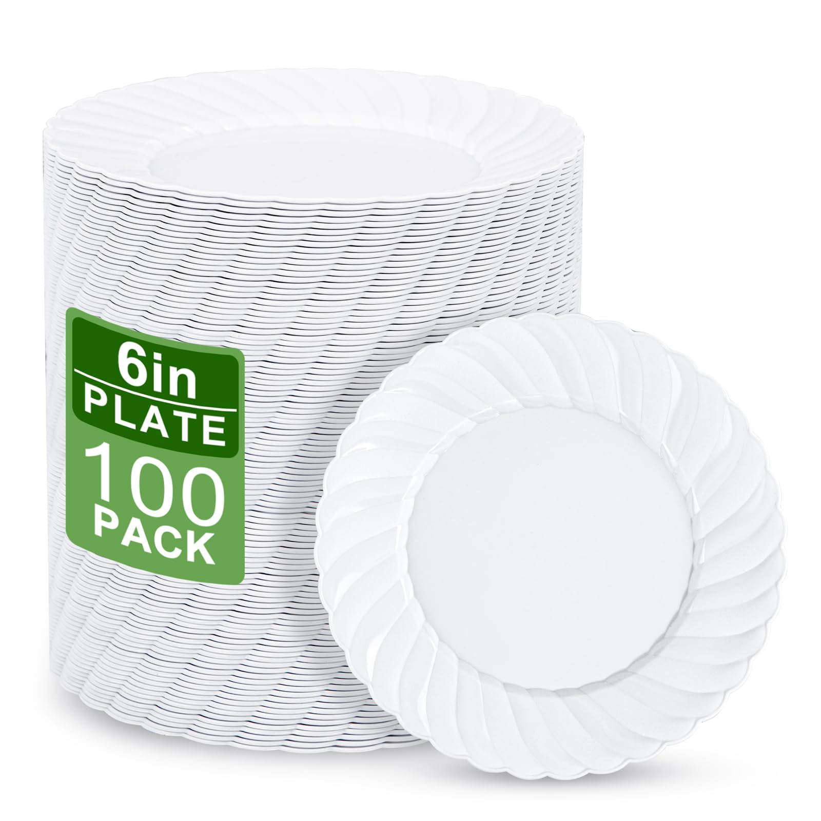 U-QE 100 Pieces AIF9 Plastic Plates - 6 Disposable Plates - Washable ...