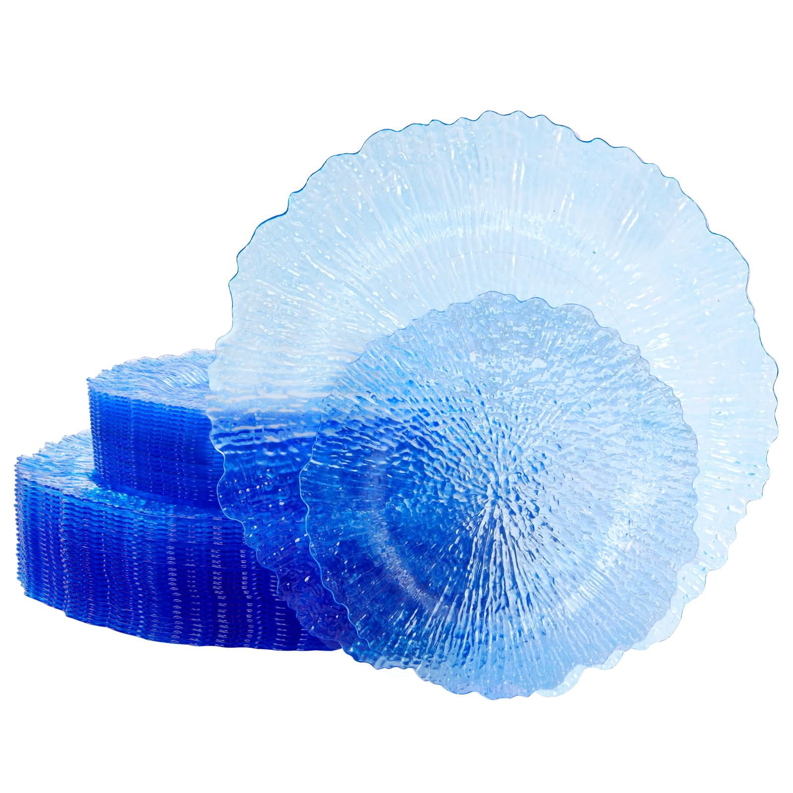 U-QE 60PCS Clear Blue AIF9 Plates - Blue Plastic Plates Disposable ...