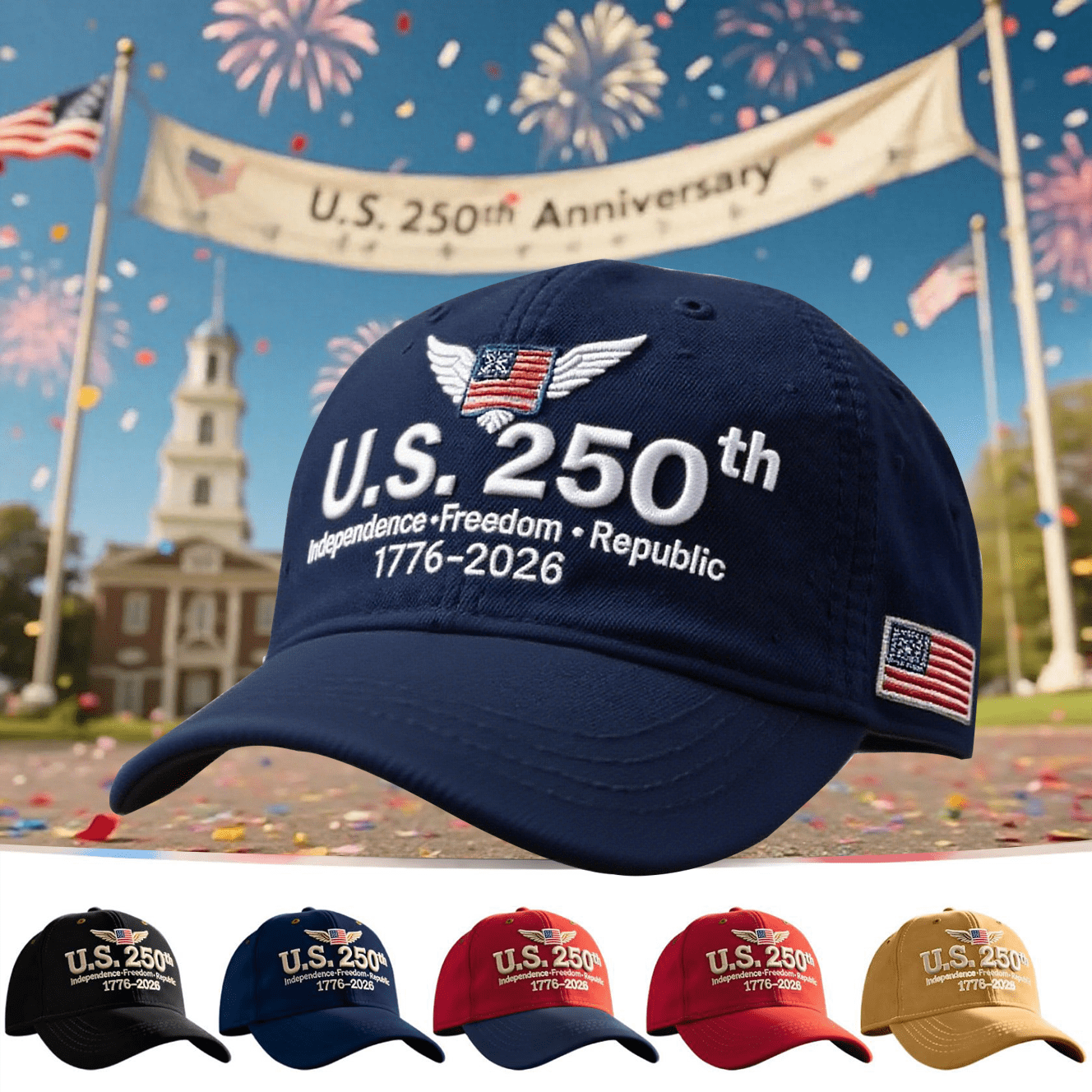 U.S. 250 Years Commemorative Cap – Patriotic Baseball Hat with Retro ...
