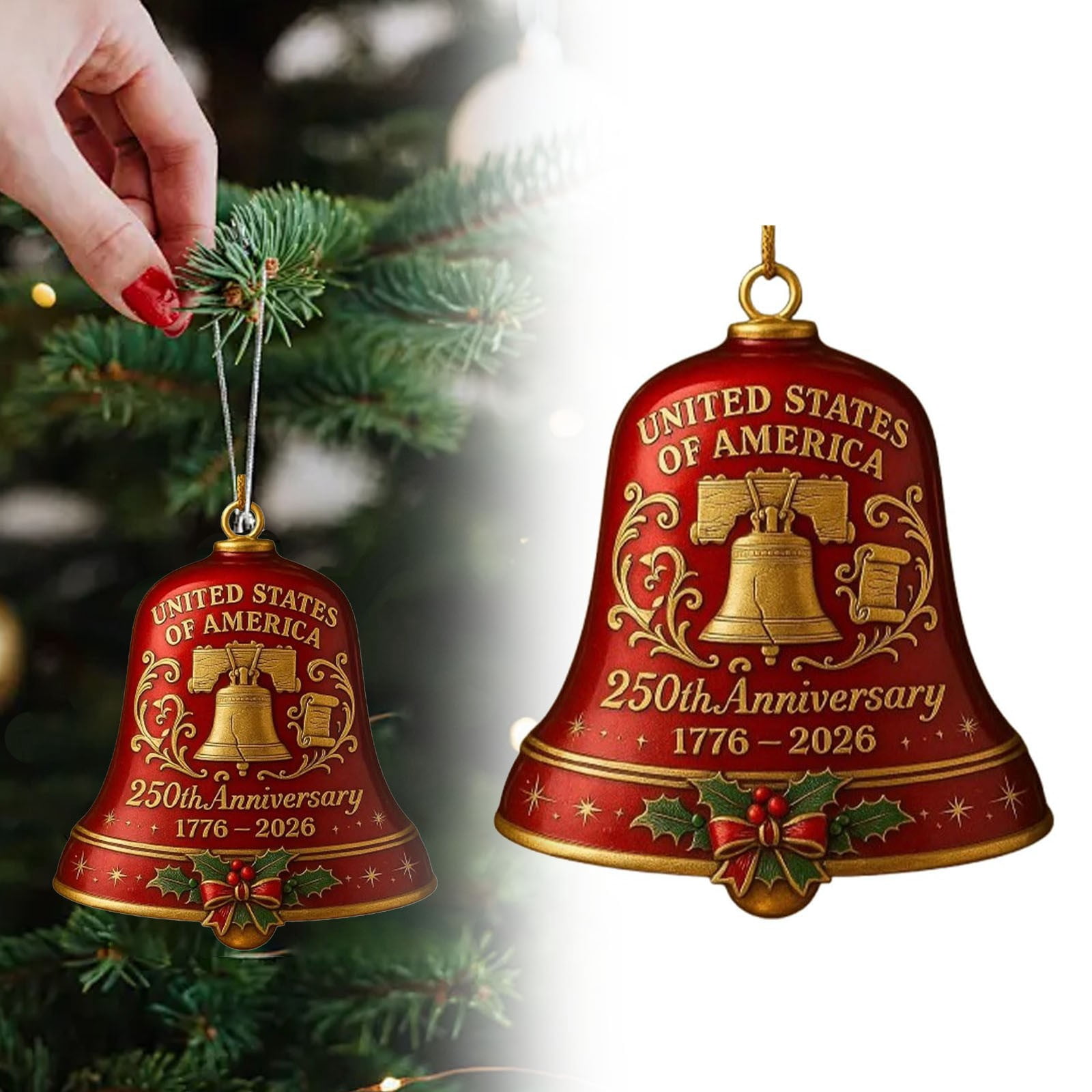 U.S. 250th Anniversary Bell Ornament, 250th Anniversary Commemorative ...